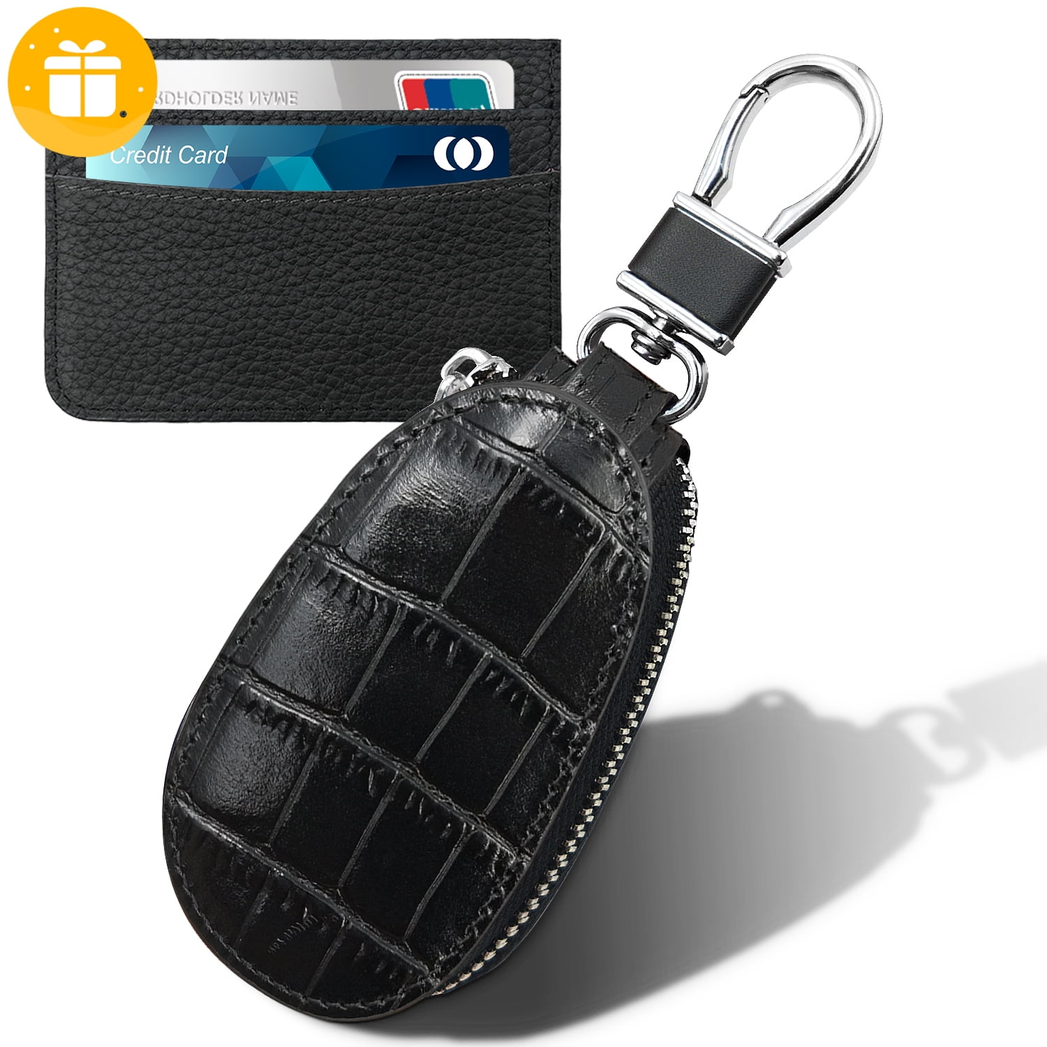 Luckycoin Universal Genuine Leather Car Key Fob Case Crocodile Pattern ...