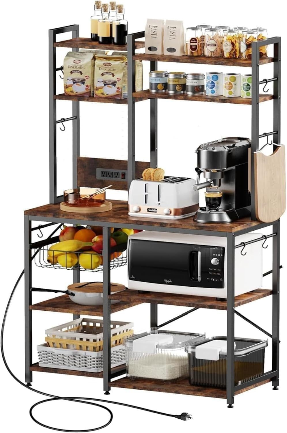 Luckyeestar Kitchen 6-Tier Baker Rack with Power Outlet, 35.4 ...