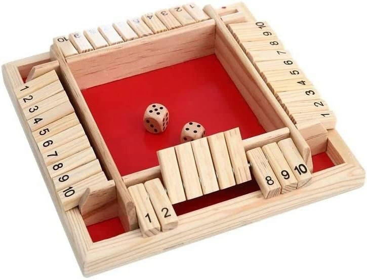 Luckyidays Wooden Board Game, Shut The Box Dice Game Wooden, 4 Sided ...