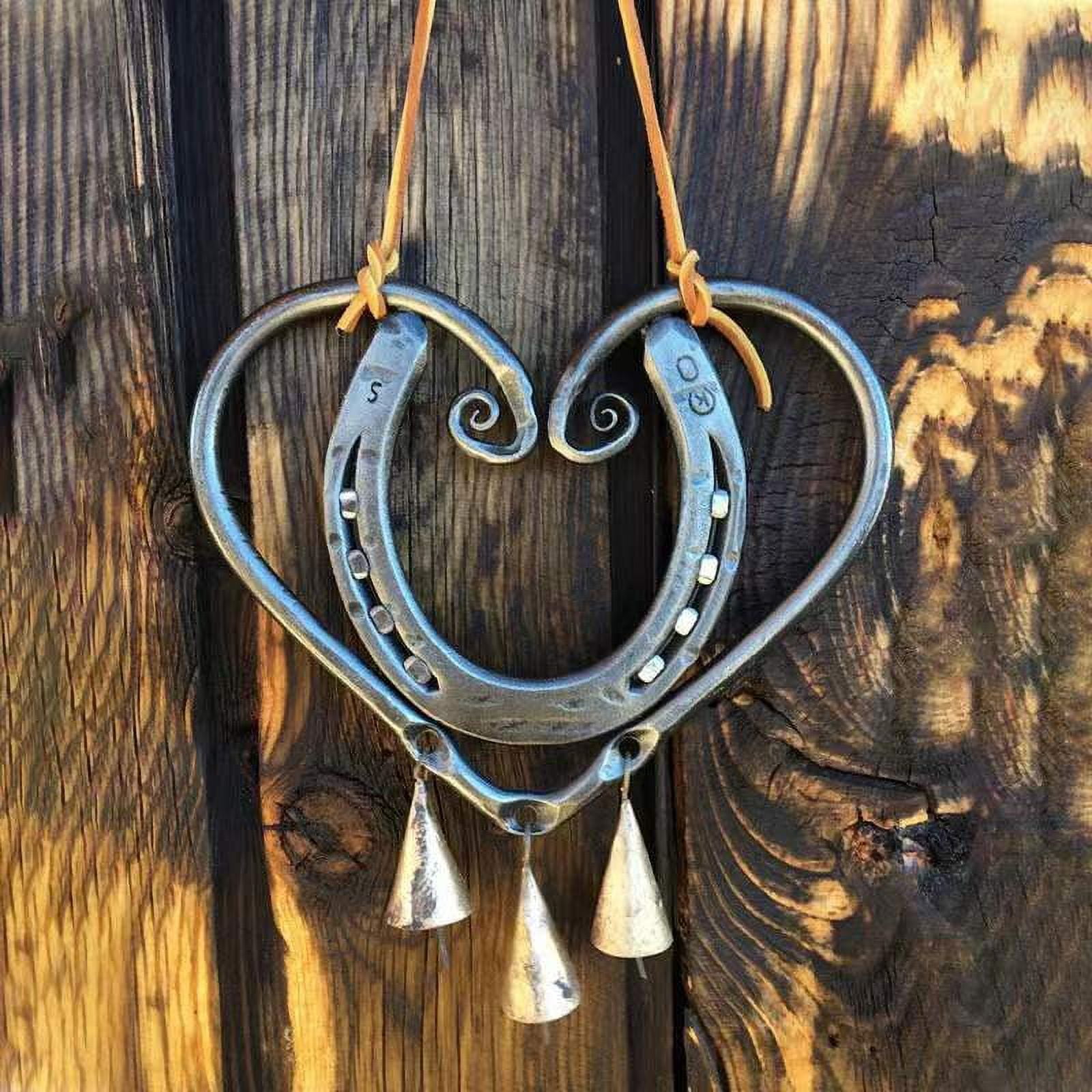 Luckylove Horseshoe Wind Chime – Rustic Heart Shaped Iron Wind Bell ...