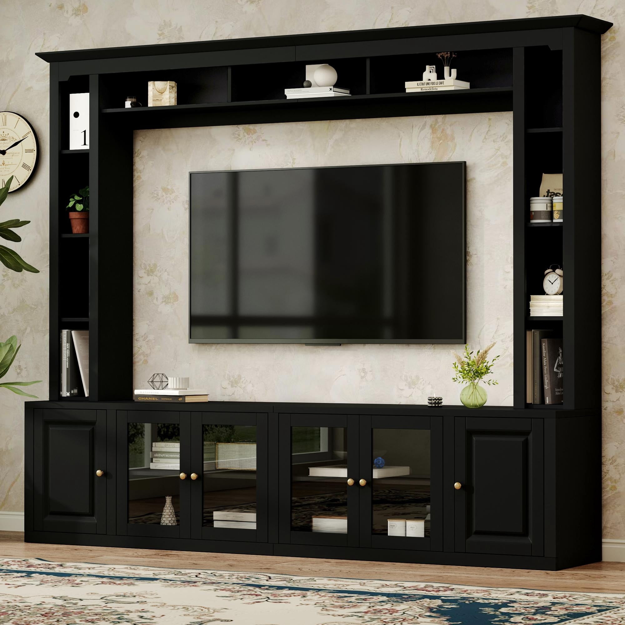 [Luckynote]92" 4-Piece Modern Entertainment Center Wall Unit, 80" TV ...