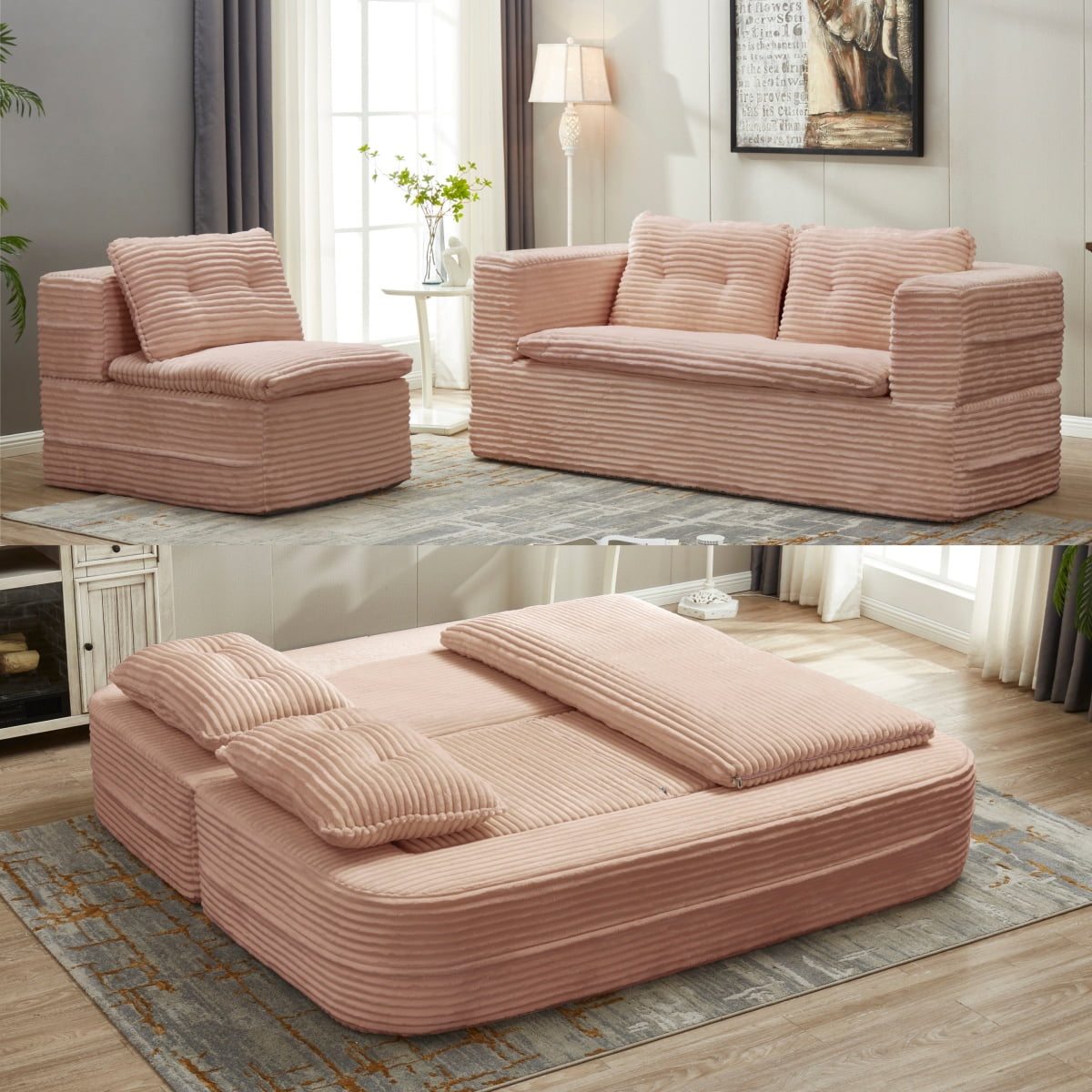 [Luckynote]Multi Functional Sectional Sofa Bed with Independent Chaise ...