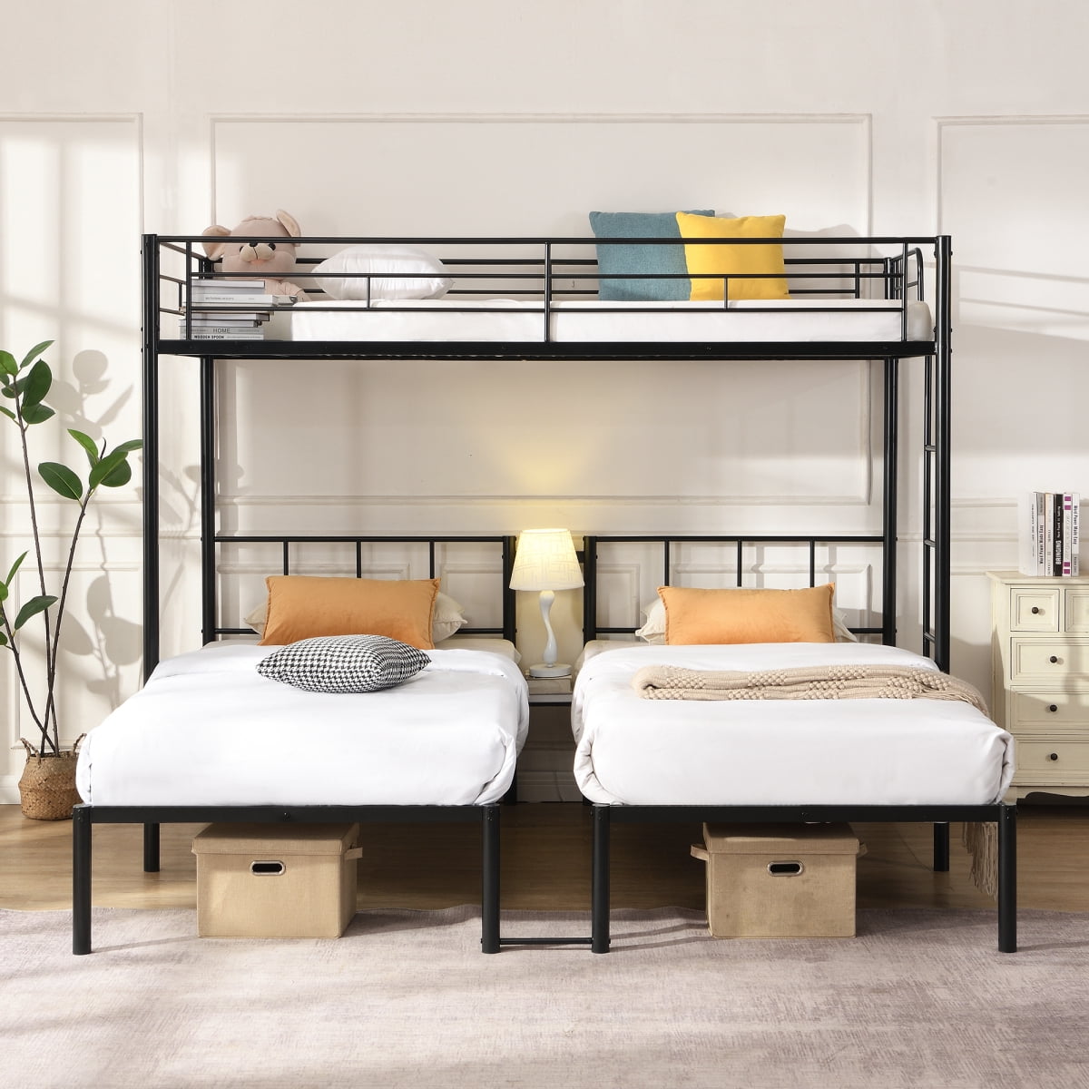 [Luckynote]Twin Over Twin Over Twin Bunk Bed ,Triple Bunk Bed With a ...