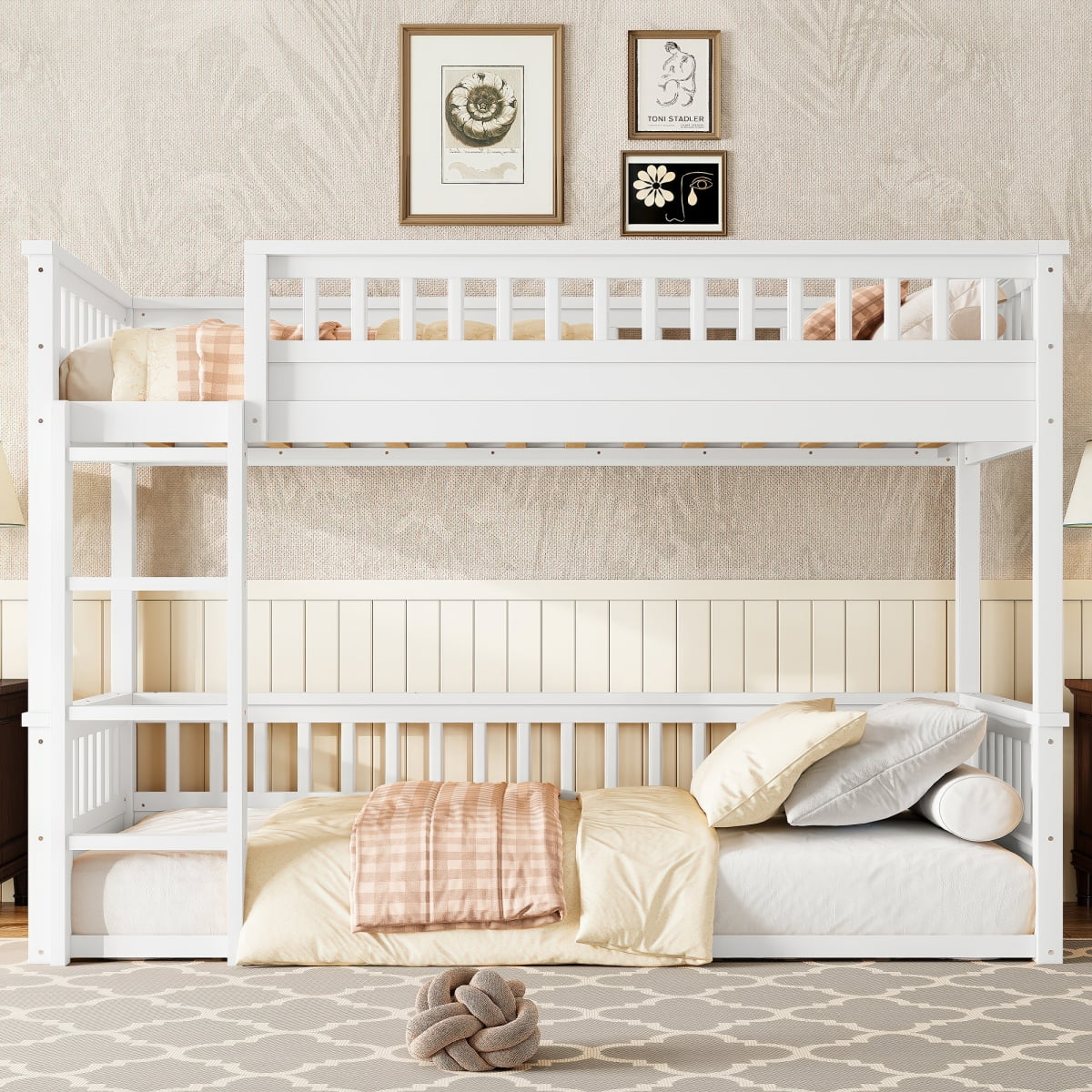 Luckynote Twin XL Bunk Bed, Detachable Solid Wood Frame, Full-Length ...