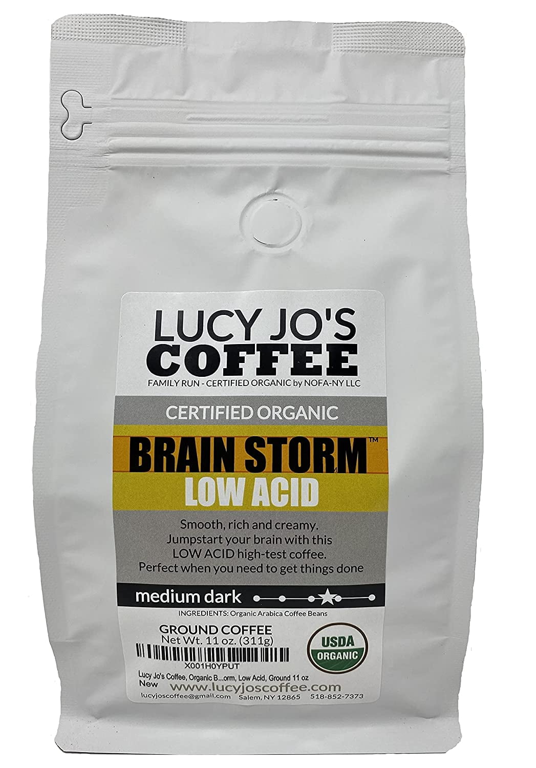 Lucy Jo's Coffee, Organic Brainstorm, Medium Dark Roast, Low Acid ...