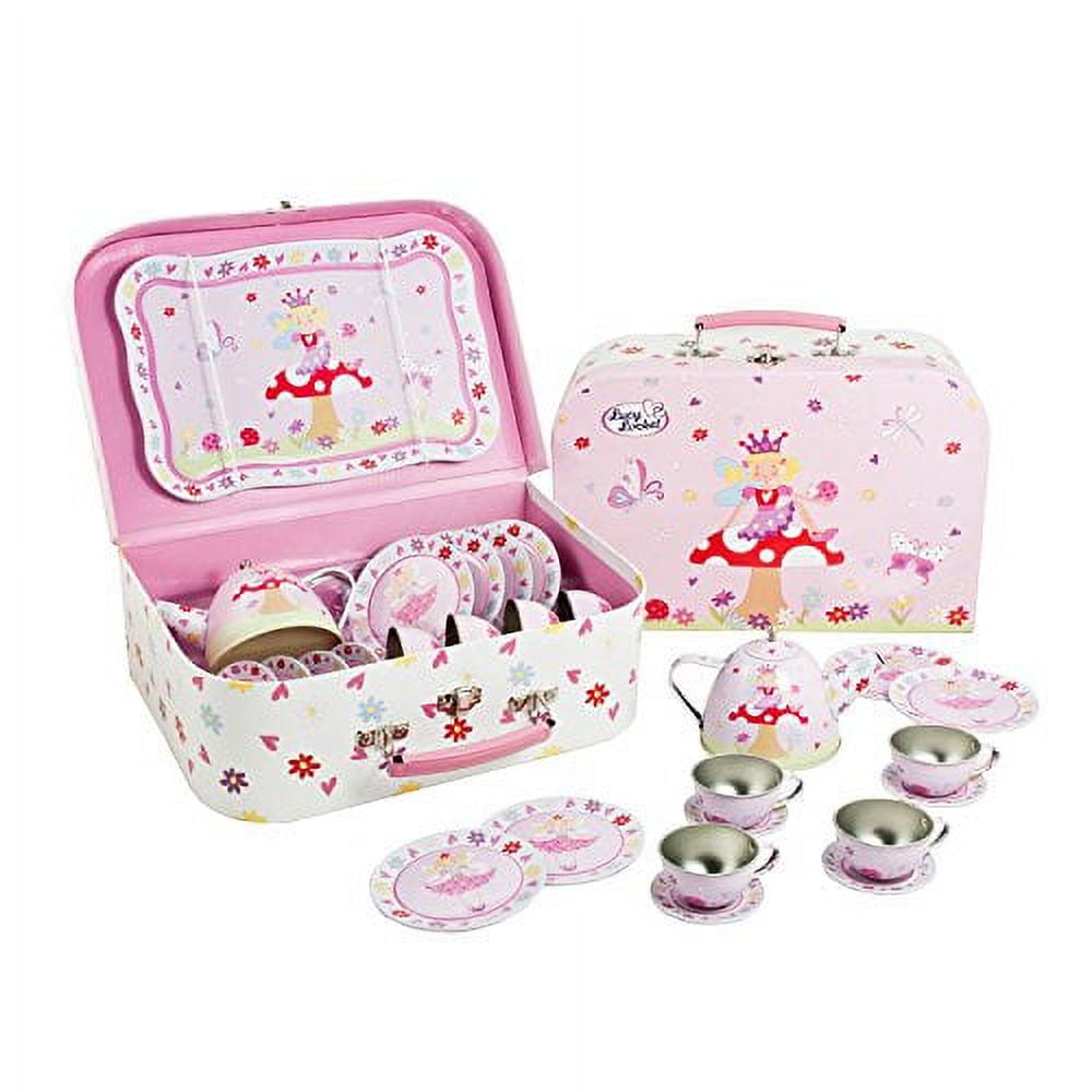 Lucy Locket Fairy Tale Metal Tea Set & Carry Case Toy (14 Piece Pink ...