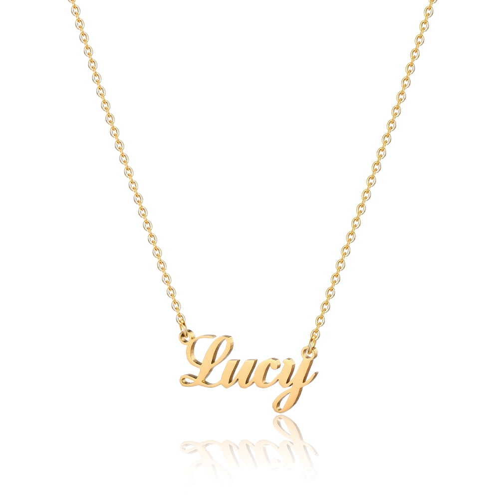Lucy Name Necklace, 18K Gold Filled Custom Name Necklace Personalized ...