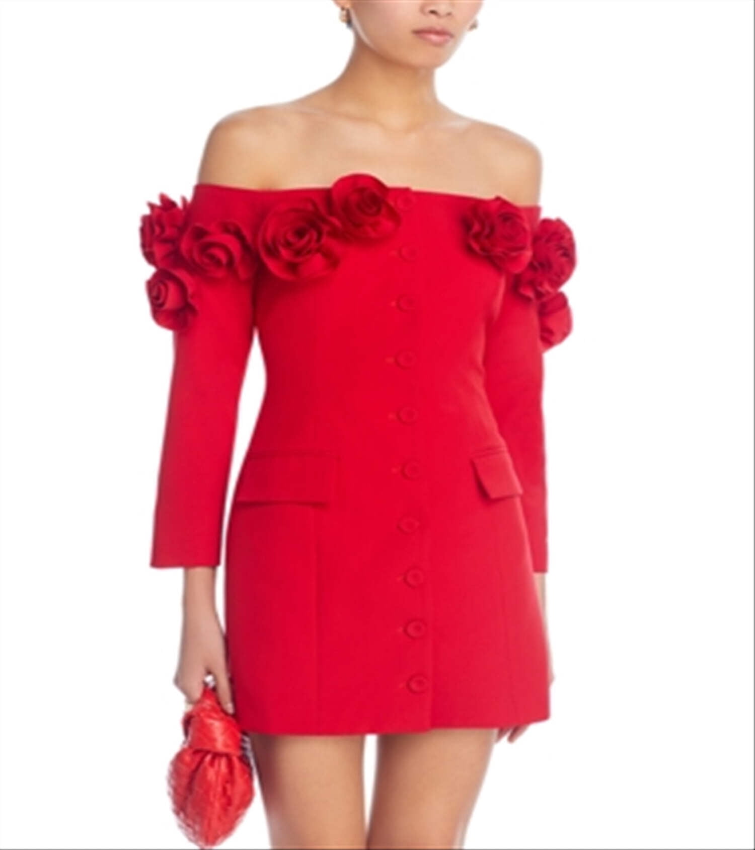 Lucy Paris Off The Shoulder Rosette Mini Dress Red - Walmart.com