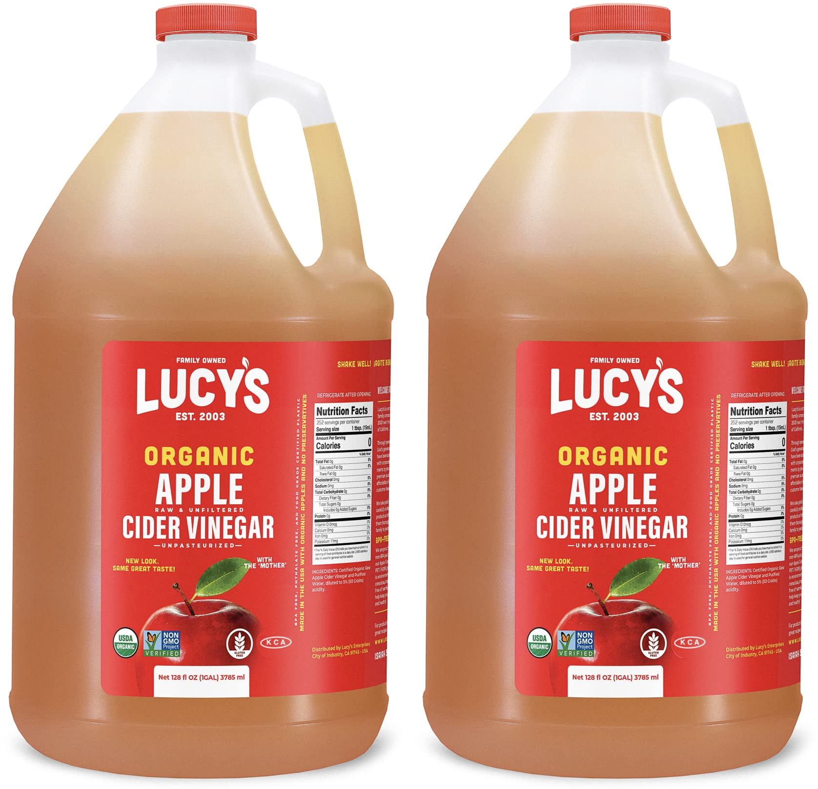 Lucy's Family Owned - IEF31 USDA Organic NonGMO Raw Apple Cider Vinegar ...