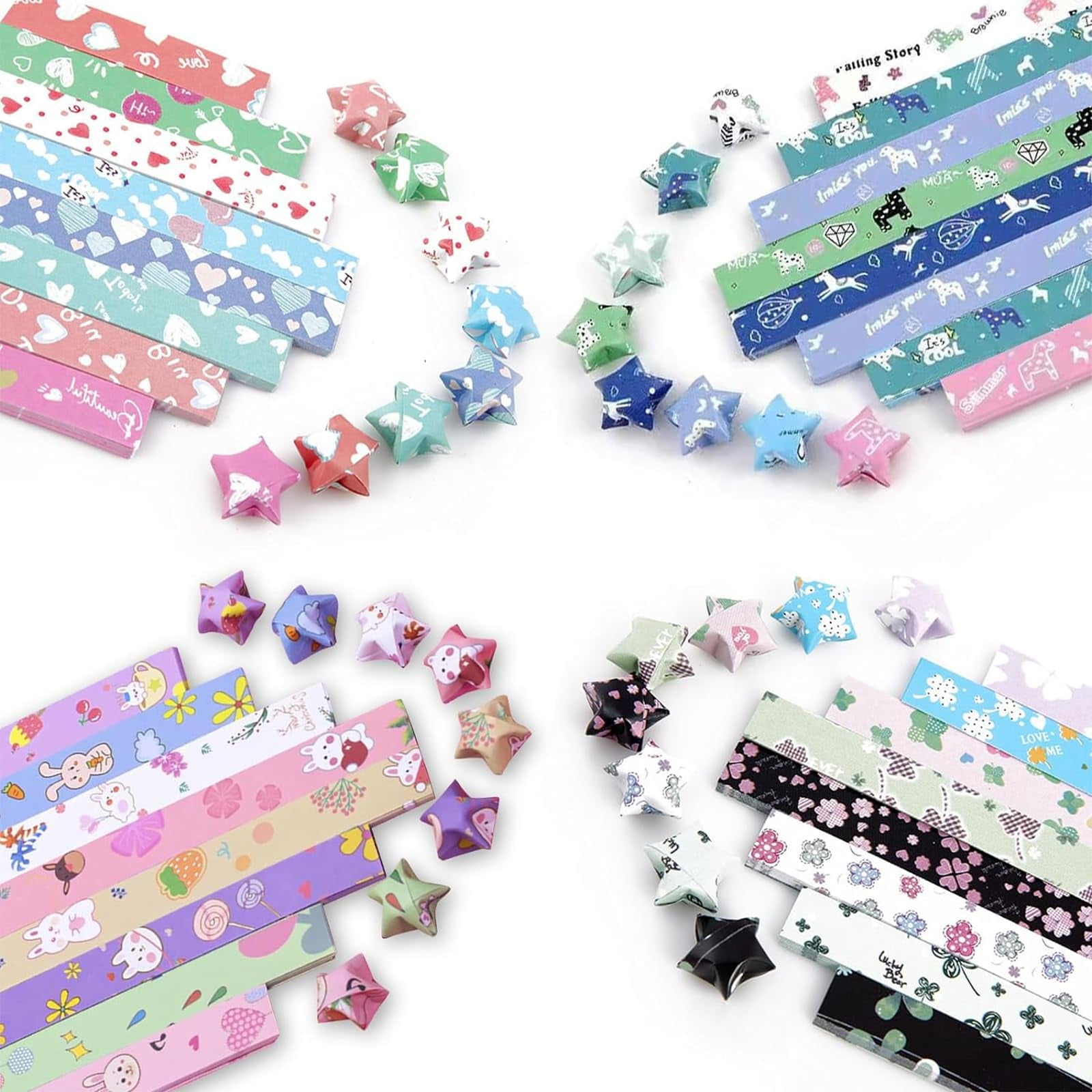 Lucydigla 2240 Sheets Origami STF9 Star Paper Strips with 4 Different ...