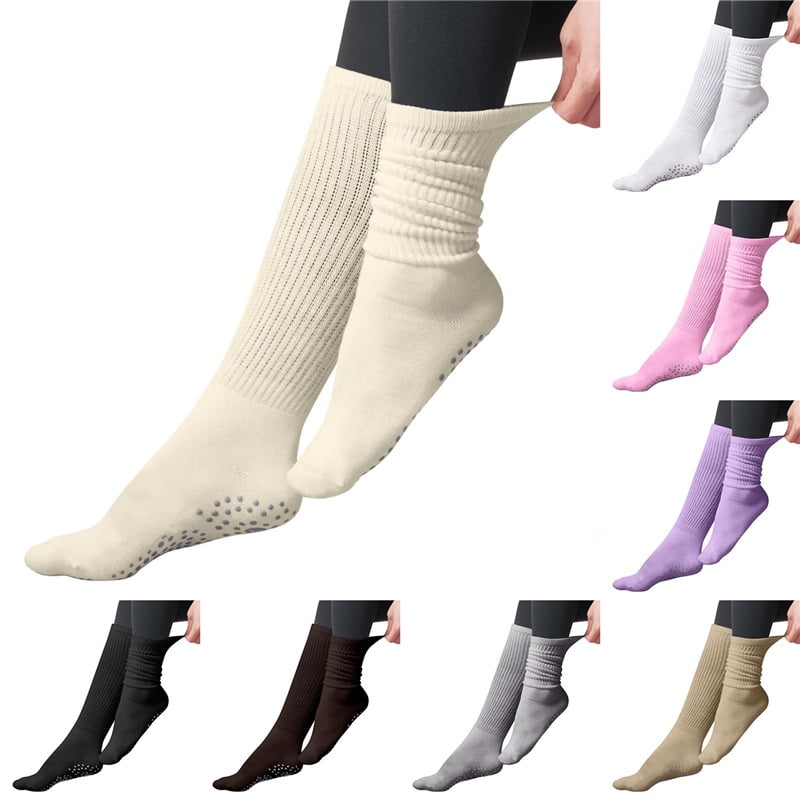 Ludearly 3-8 Pairs Grip Pilates Socks for Women, Yoga Slouch Socks with ...