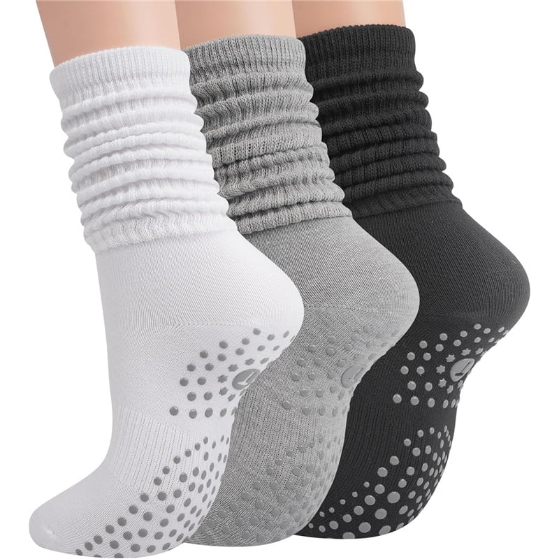 Ludearly 3-8 Pairs Grip Pilates Socks for Women, Yoga Slouch Socks with ...