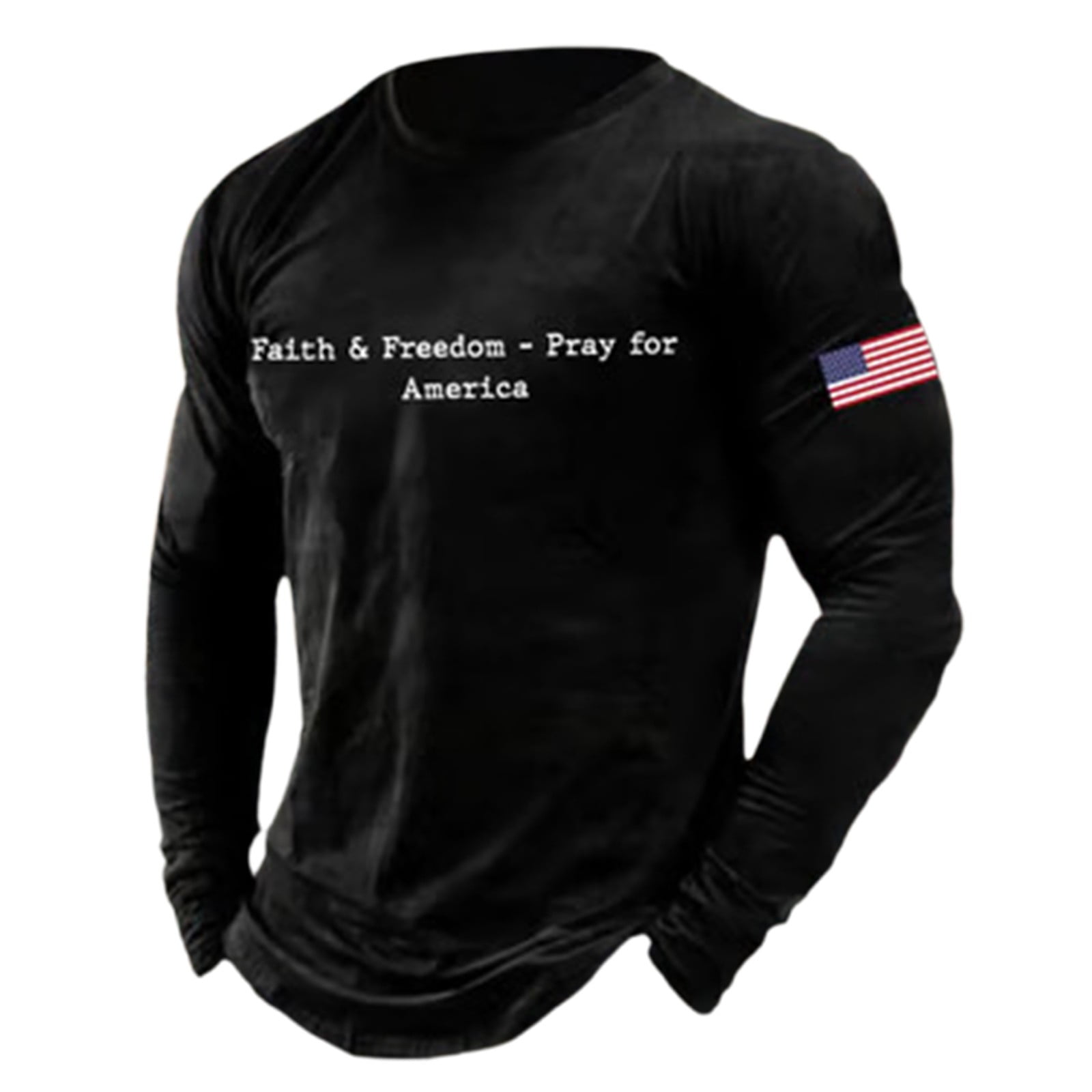 Ludearly Crew Neck Freedom Shirts for Men Long Sleeve T Shirt Soft ...