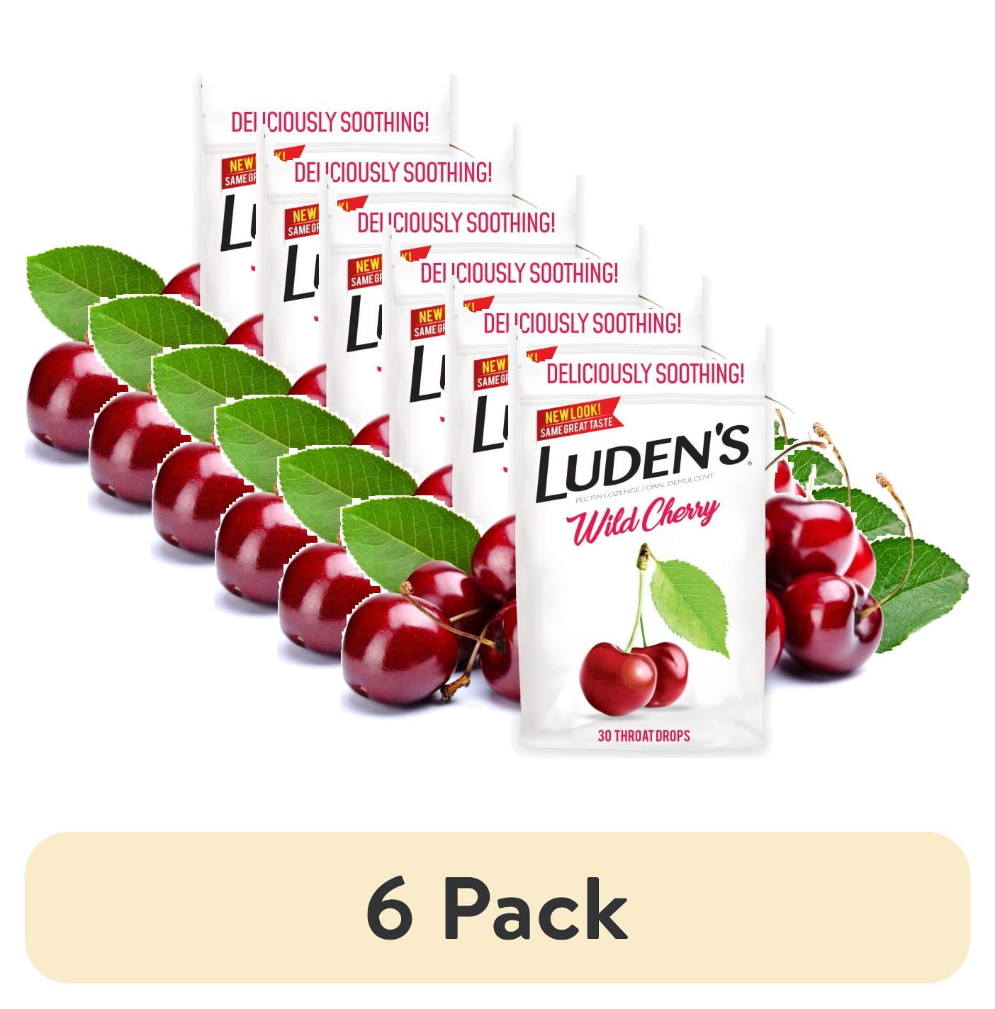 (6 pack) Luden's Wild Cherry Cough Drops Throat Drops 30 Count New Look ...