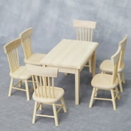 SDJMa Kids Miniature Dining Table & Chair Set, 1:12 Scale Wooden ...