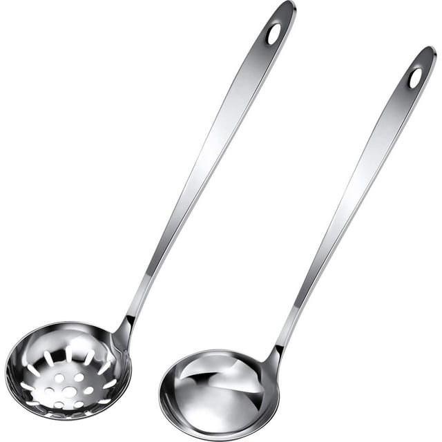 Ludlz 1/2PCS Slotted Spoon and Soup Ladle Set Stainless Steel ...