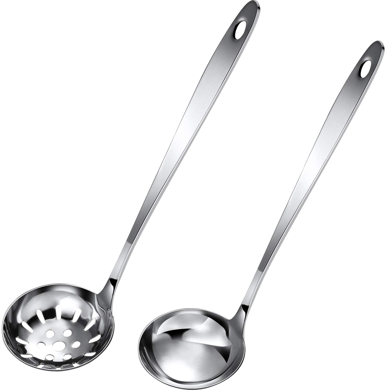 Ludlz 1/2PCS Slotted Spoon and Soup Ladle Set Stainless Steel ...