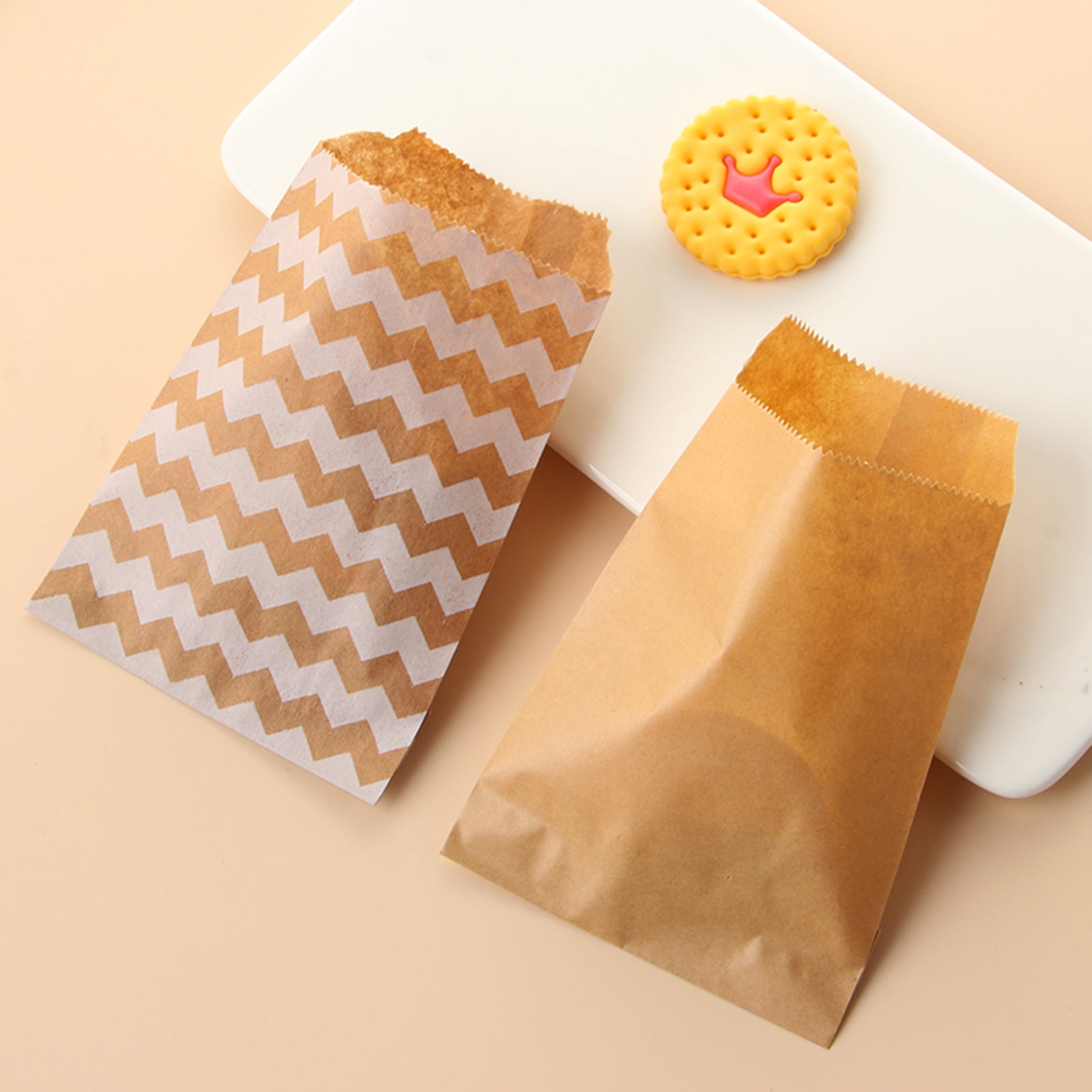 Ludlz 100Pcs Wave Dot Candy Biscuit Popcorn Kraft Paper Packing Bags ...