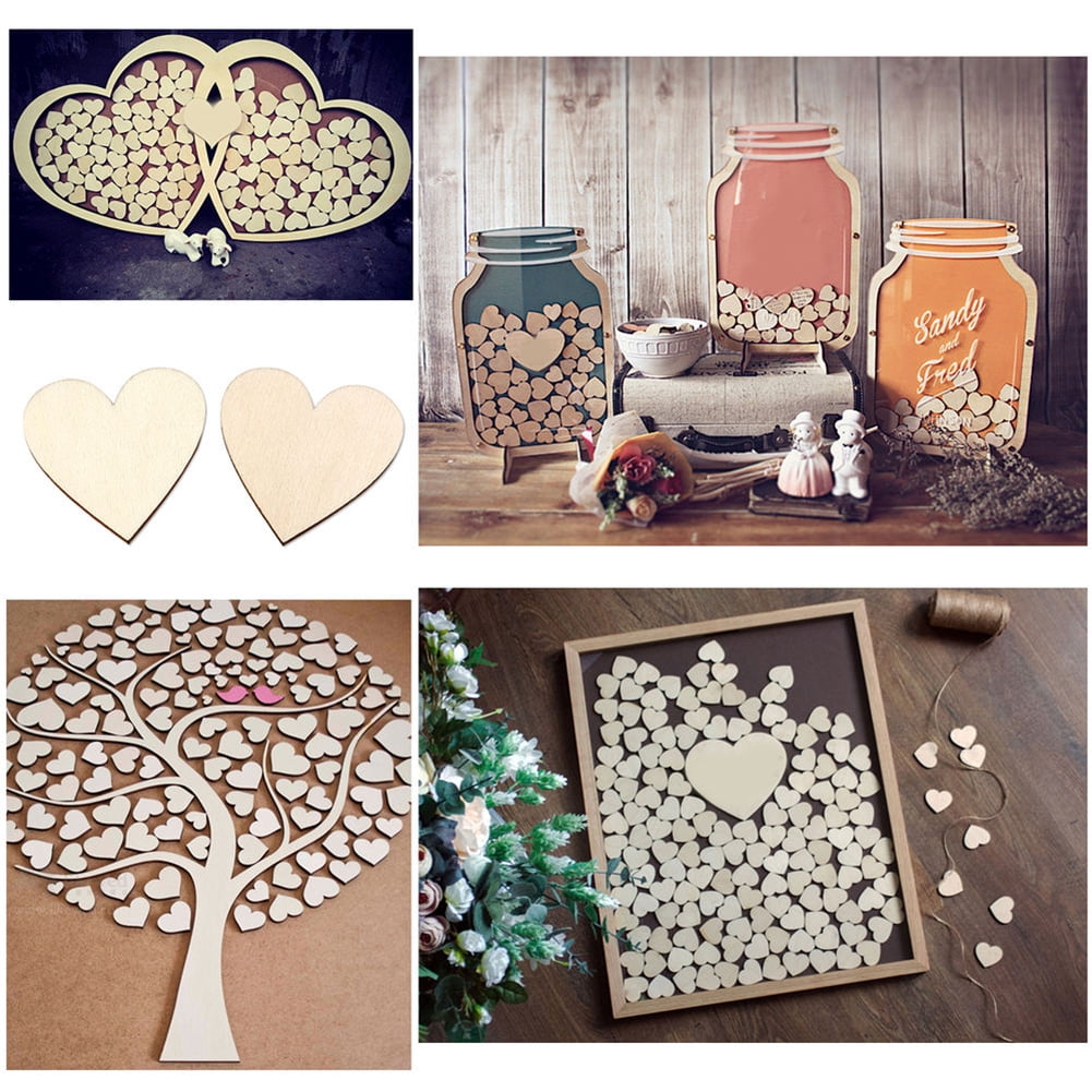 Ludlz 100Pcs Wooden Love Heart Shape Embellishment Plaques Wedding ...