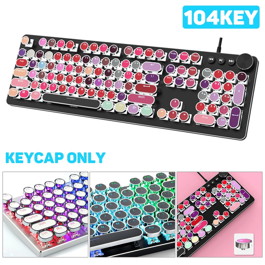 Ludlz 104Keys PBT Universal Round Key Cap Keycaps for Cherry MX ...
