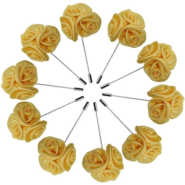 Ludlz 10Pack Men's Lapel Pins Groom Boutonniere Wedding Silk Rose ...