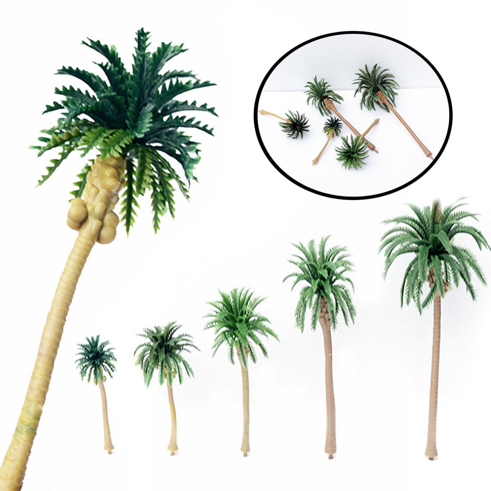 Ludlz 10pcs Green Plastic Model Trees Layout Rainforest Train Palm Tree ...