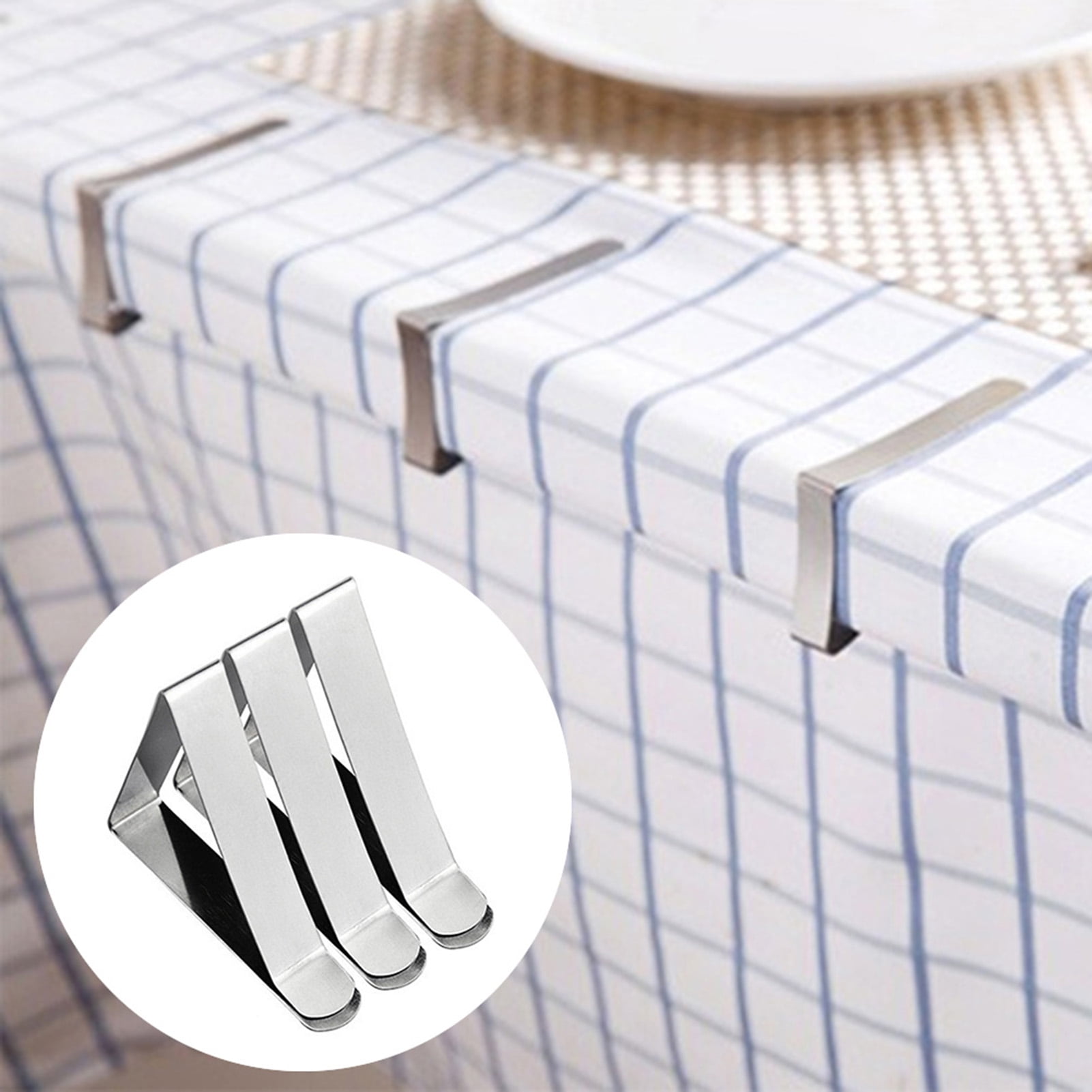 Ludlz 12 Pack Triangle Stainless Steel Tablecloth Clips, Table Cloth ...