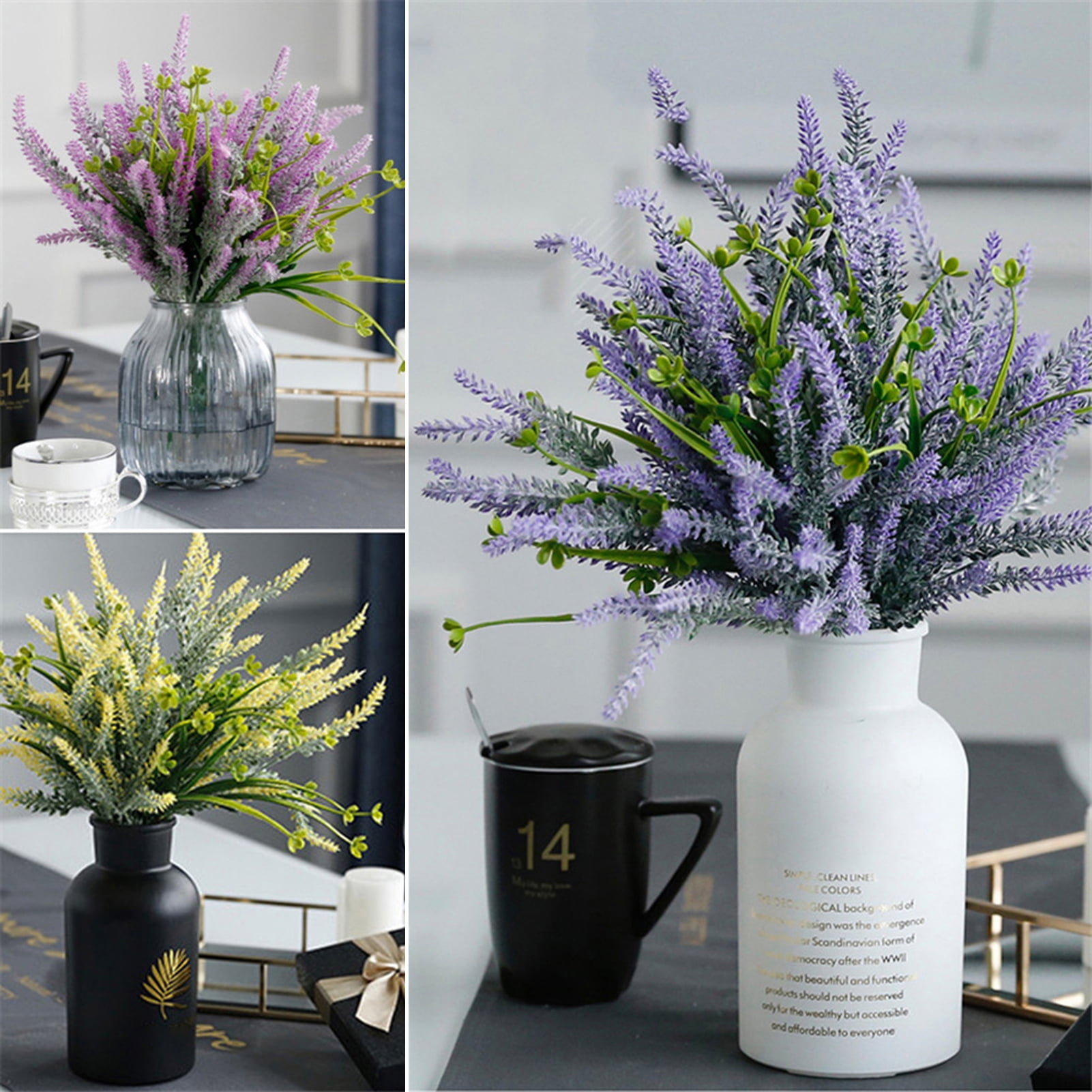 Ludlz 1Pcs Artificial Lavender Outdoor Plants UV Resistant Fake Flowers ...