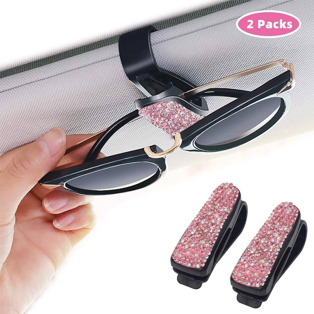 Ludlz 2 PCS Glasses Holders for Car Sun Visor, Bling Crystal ...