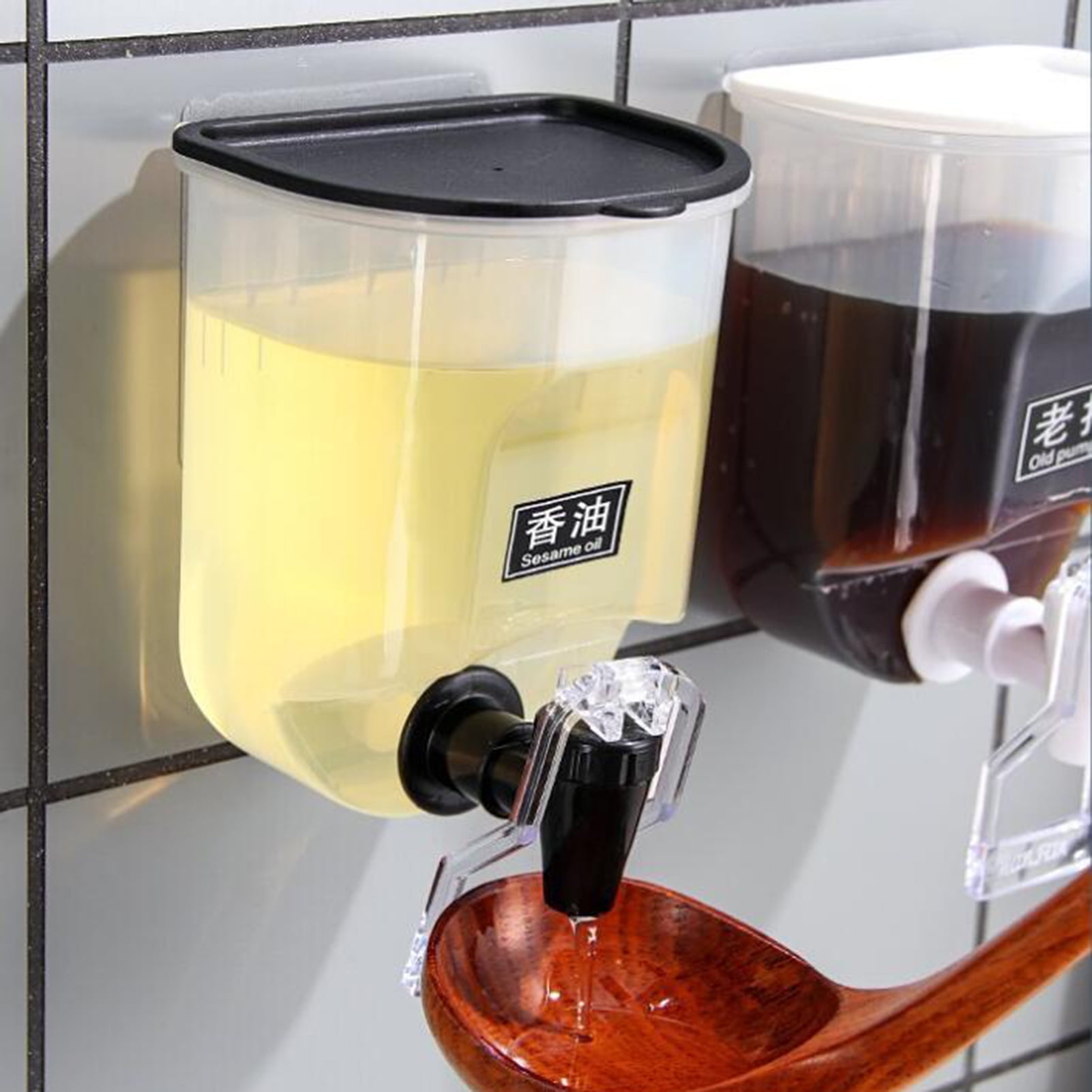 Ludlz 2Pcs 600ML Oil Bottle Transparent Wall-mounted Oil Dispenser ...