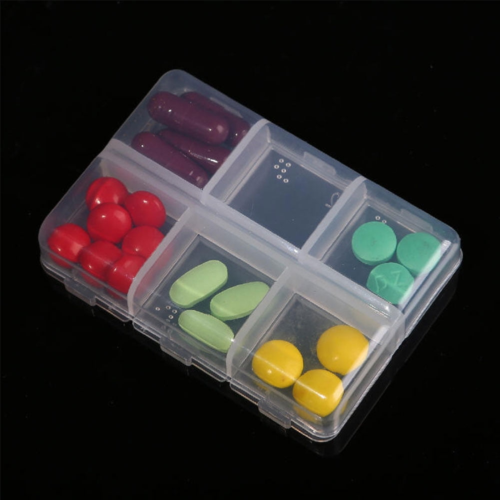 Ludlz 2pcs Pill Organizer Case, Clear Braille 6 Cells Pill Medicine ...