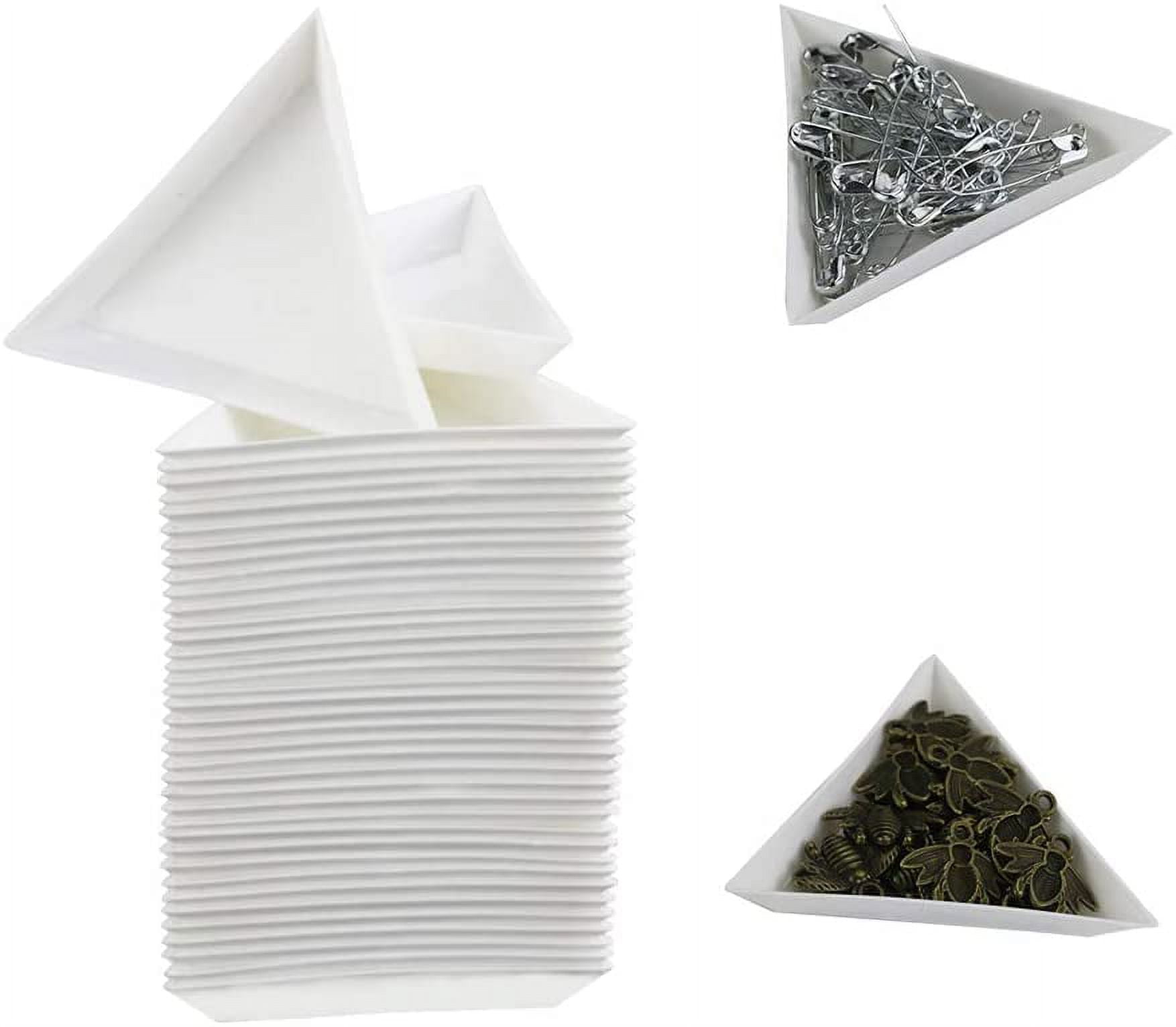 Ludlz 30Pcs Plastic White Triangle Round Sorting Trays, Triangle Beads ...