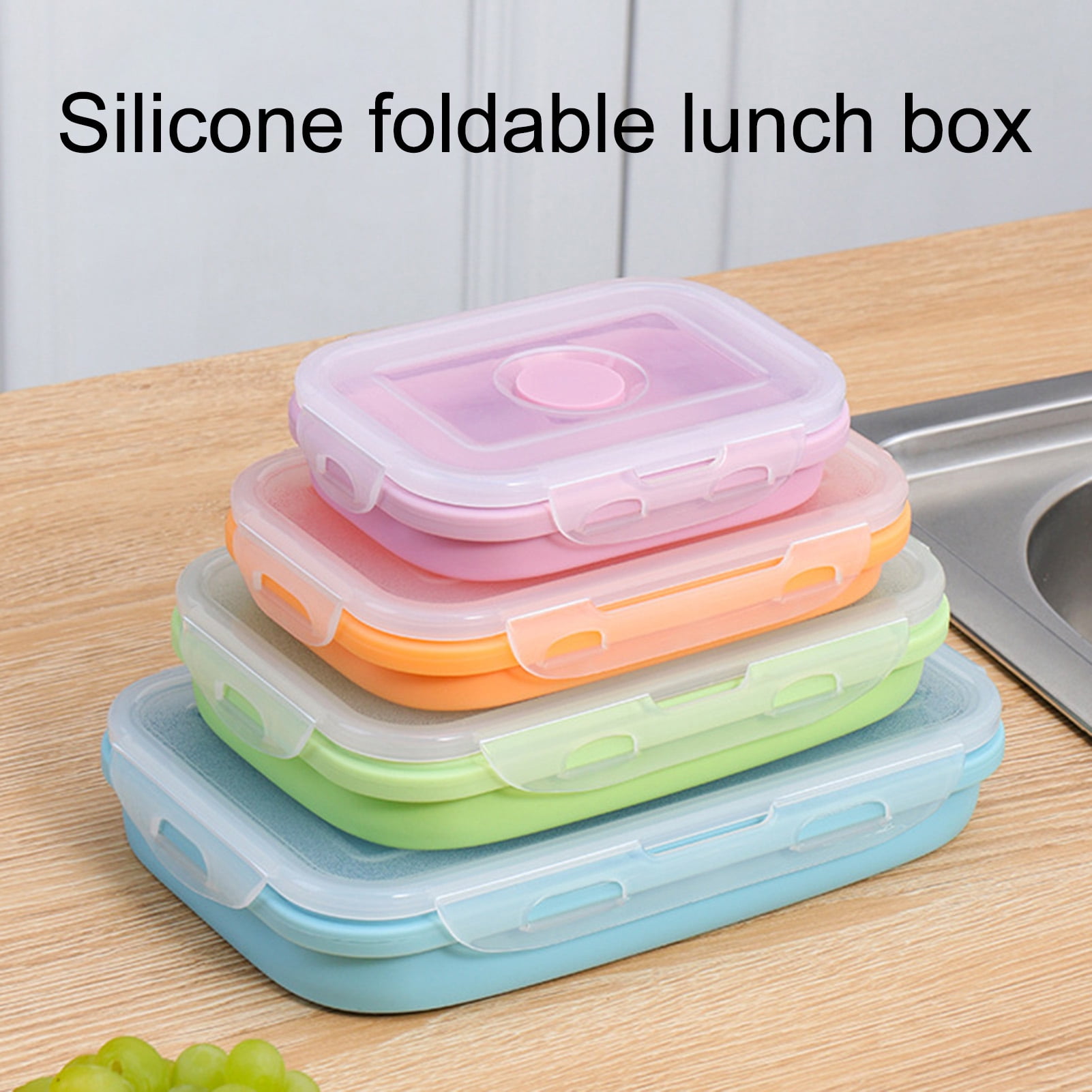 Ludlz 350ML/800ML Silicone Folding Lunch Box Portable Lightweight Food ...