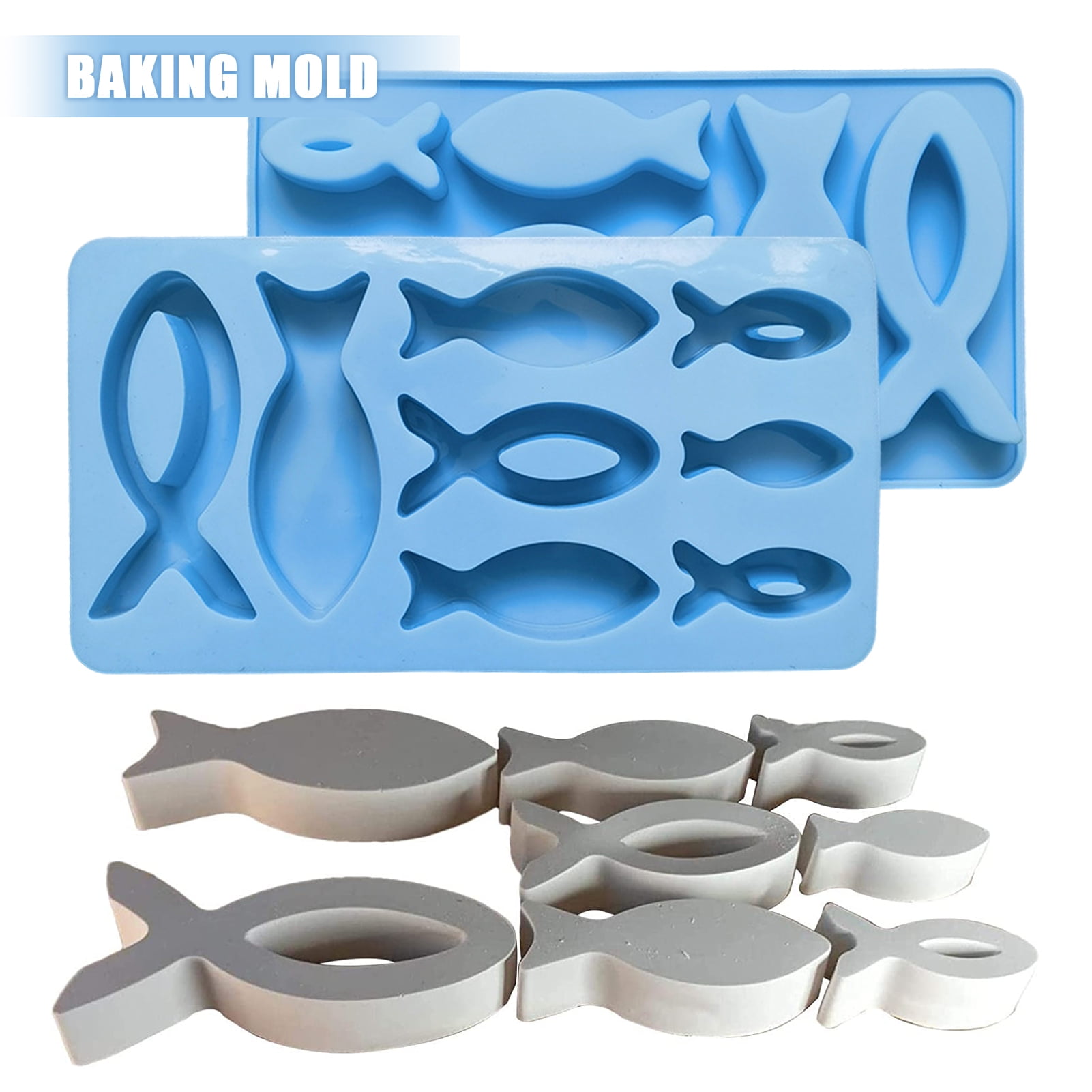 Ludlz 3D Fish Mold Heat-Resistant Non-sticky Food Grade 8-Grid Mould ...