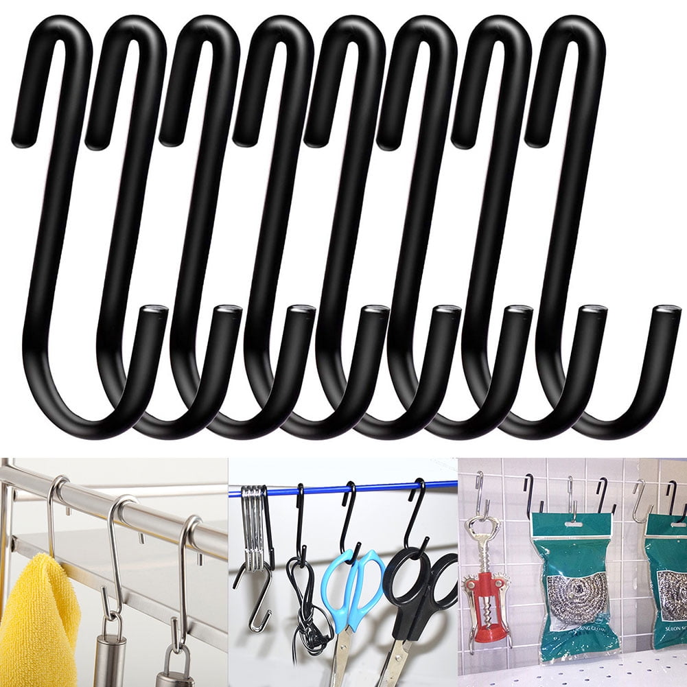 Ludlz 4/8Pcs Heavy Duty S Hooks Pan Pot Holder Rack Hooks Hanging ...
