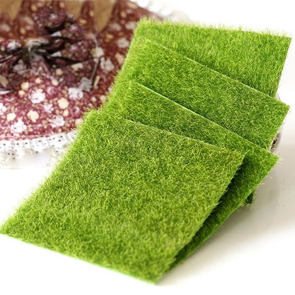 Ludlz 4 Pack Fairy Garden Grass 6 x 6 Inches Miniature Artificial Craft ...