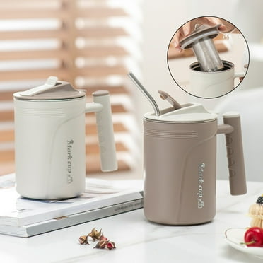 SIEYIO Double Wall Stainless Steel Mug with Handle and Lid Portable ...