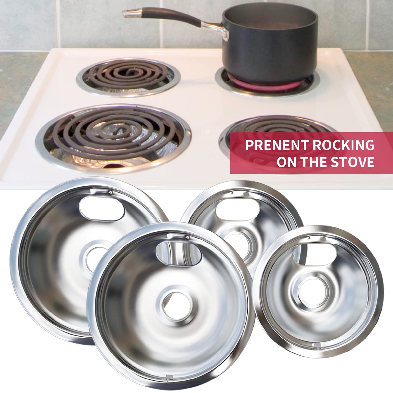 Ludlz 4Pcs 6/8-Inch Cooktop Drip Pan Round Electric Stove Top Burner ...