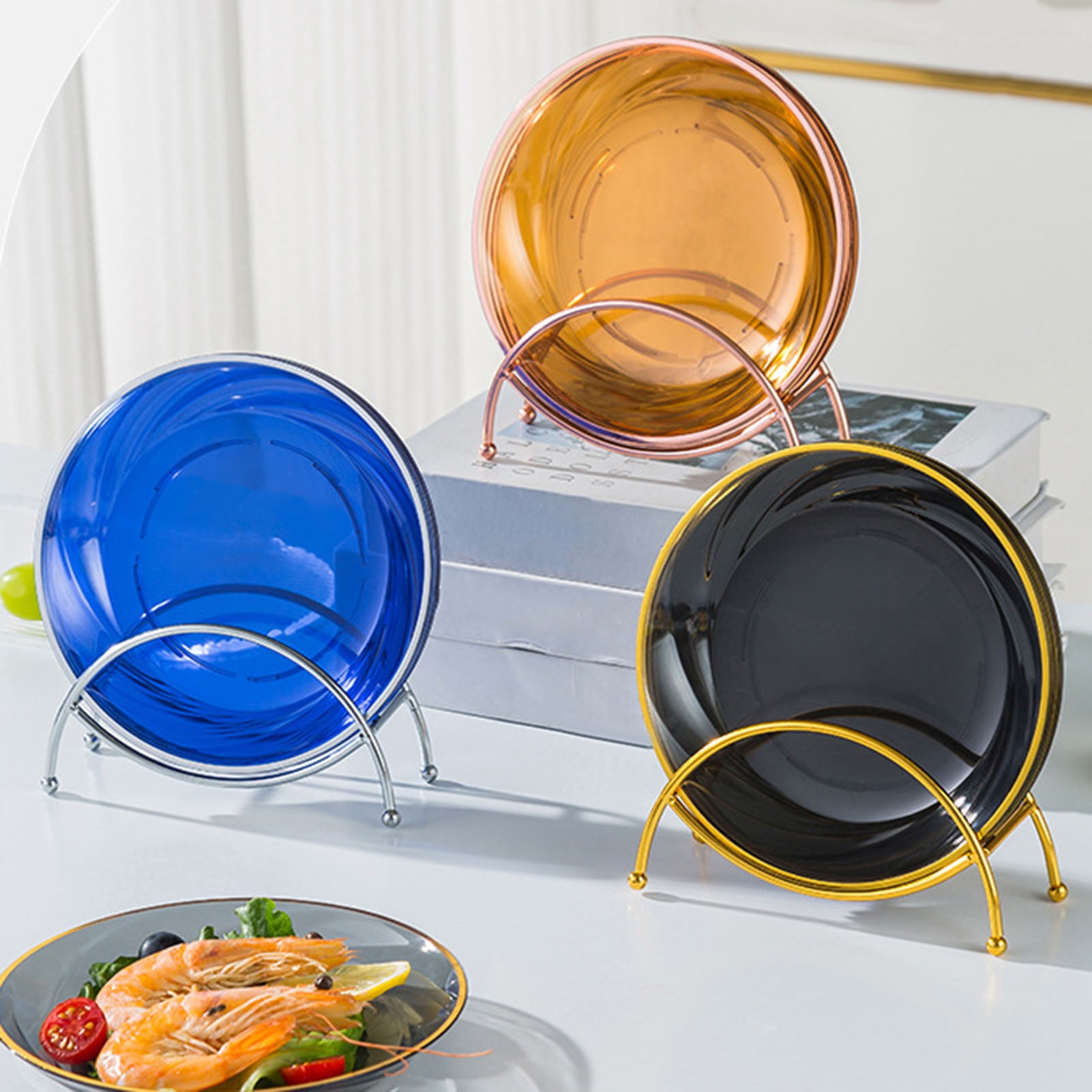 Ludlz 4Pcs Plastic Bone Spitting Plate Light Luxury with Storage Tray ...