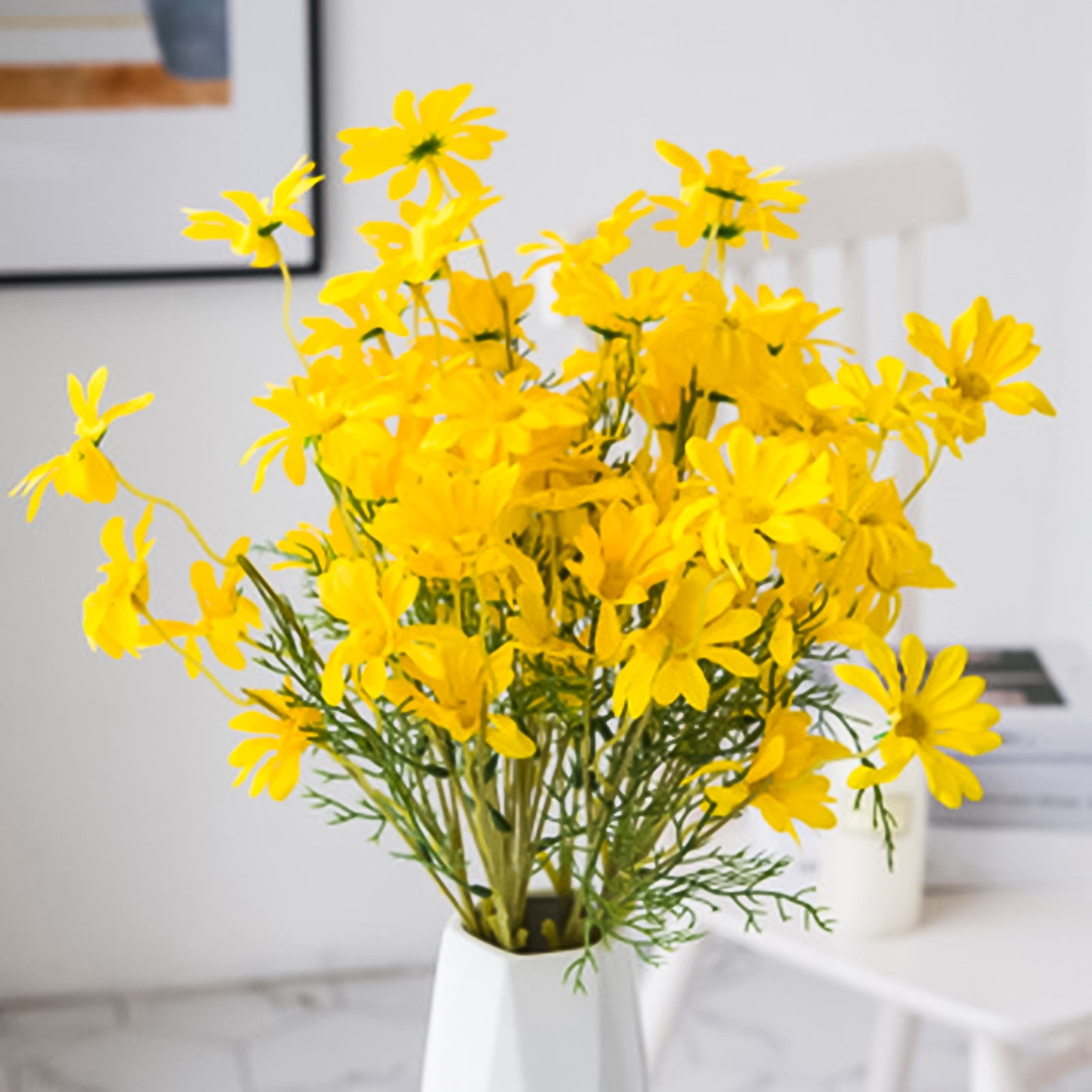 Ludlz 5 head Artificial Small Mums Flowers Outdoor Fake Fall Flowers ...