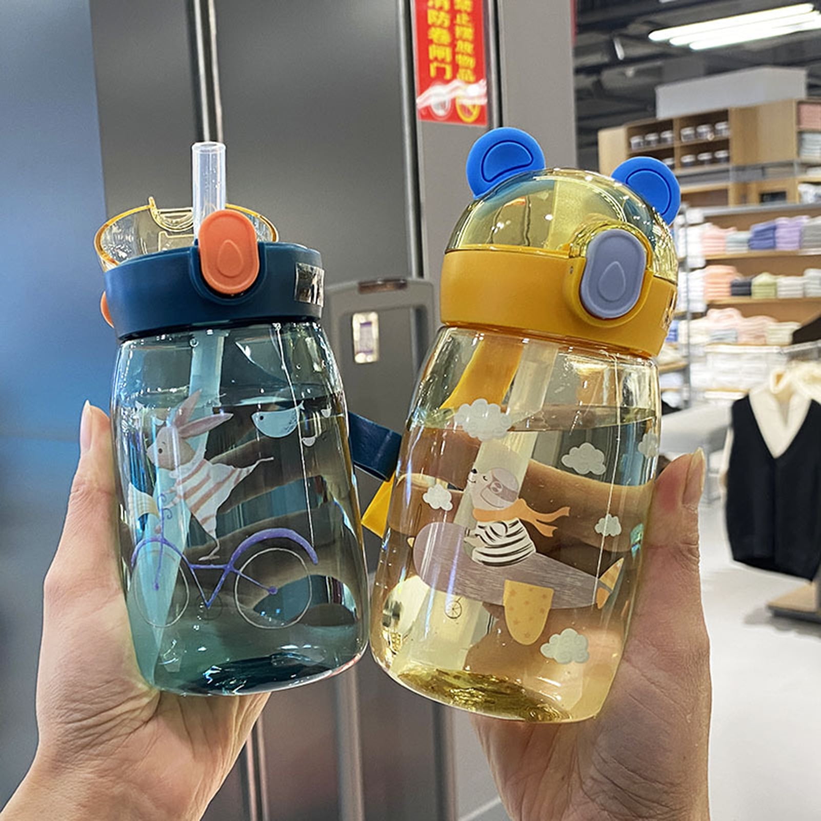 Ludlz 500ML Straw Cup with Lanyard Good Sealing Bouncing Cover Soft ...