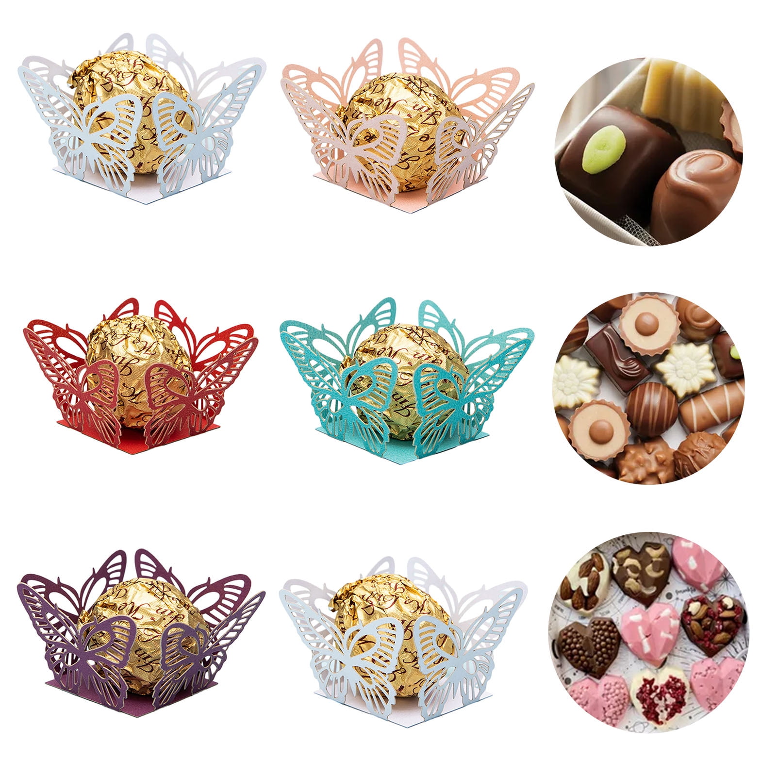 Ludlz 50Pcs Candy Box Hollow Design Decorative Paper Butterfly Shape ...