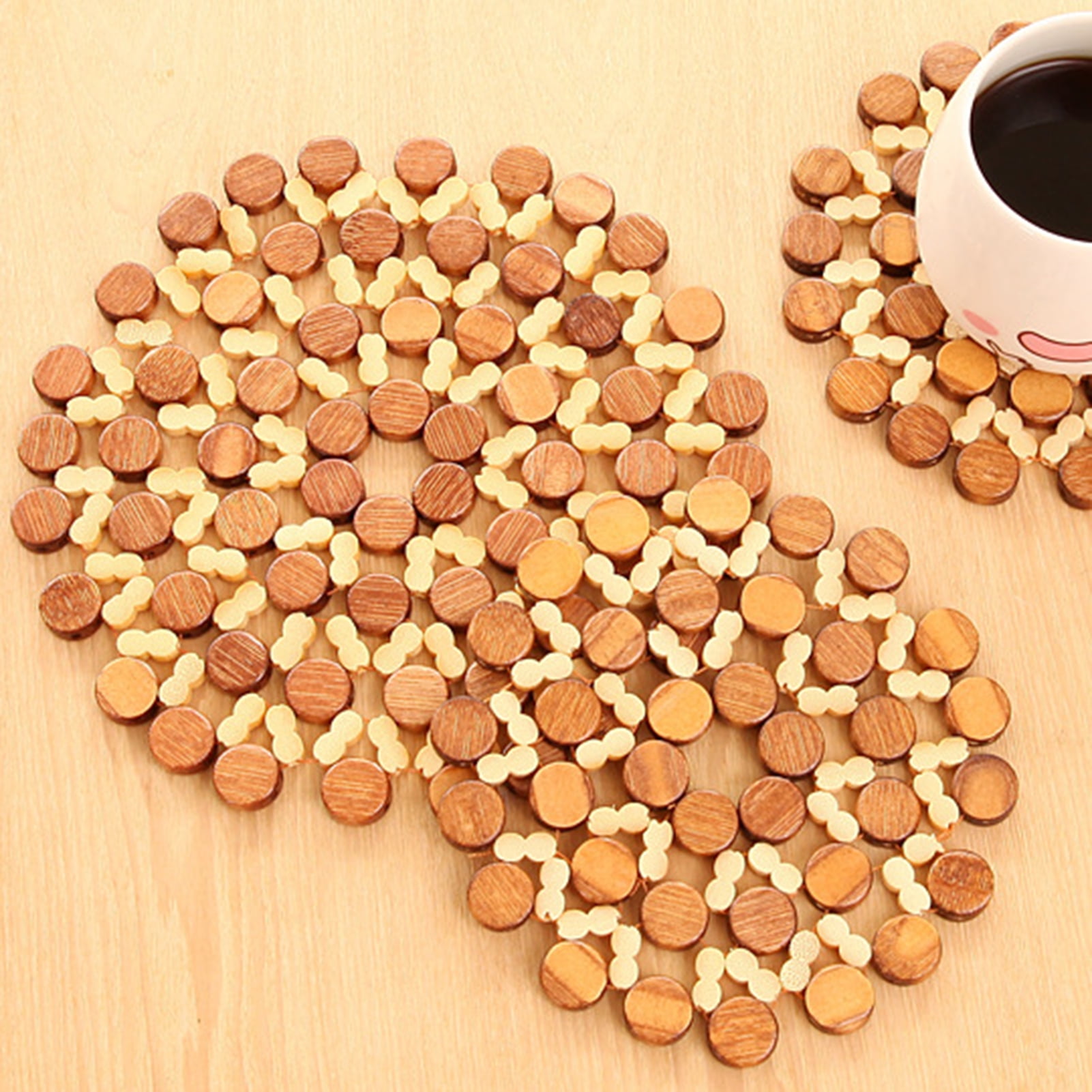 Ludlz 5Pcs Bamboo Placemat Heat Resistant Hot Dishes Pot Mat Sturdy ...