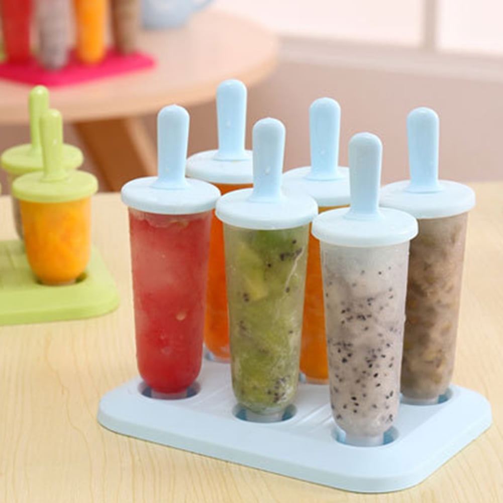 Ludlz 6 Cell Plastic Kithcen DIY Frozen Ice Cream Mould Popsicle Maker ...