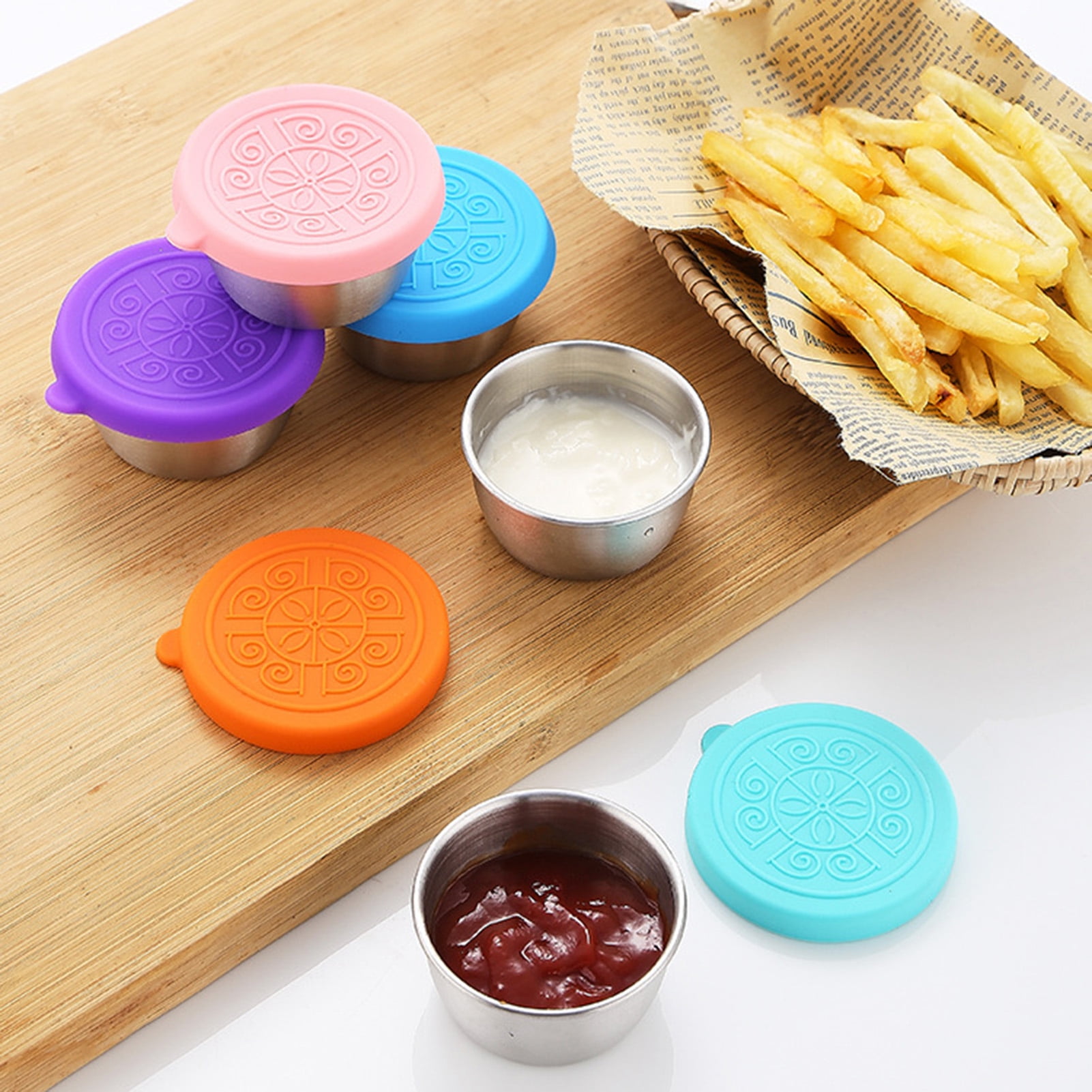 Ludlz 6Pcs 50ml Sauce Cup Leakproof Reusable Stainless Steel Sauce ...