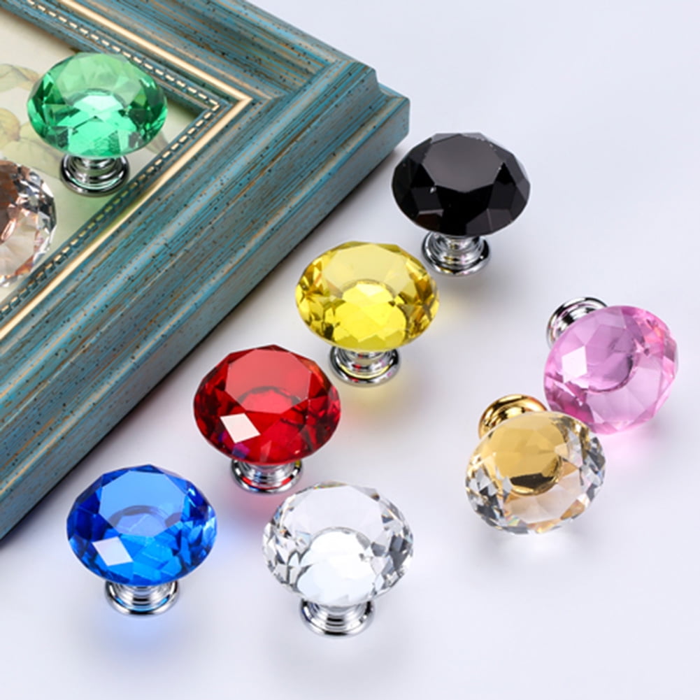 Ludlz 6Pcs Ultra-light 40mm k9 Crystal Cabinet Knobs Drawer Knobs Pull ...