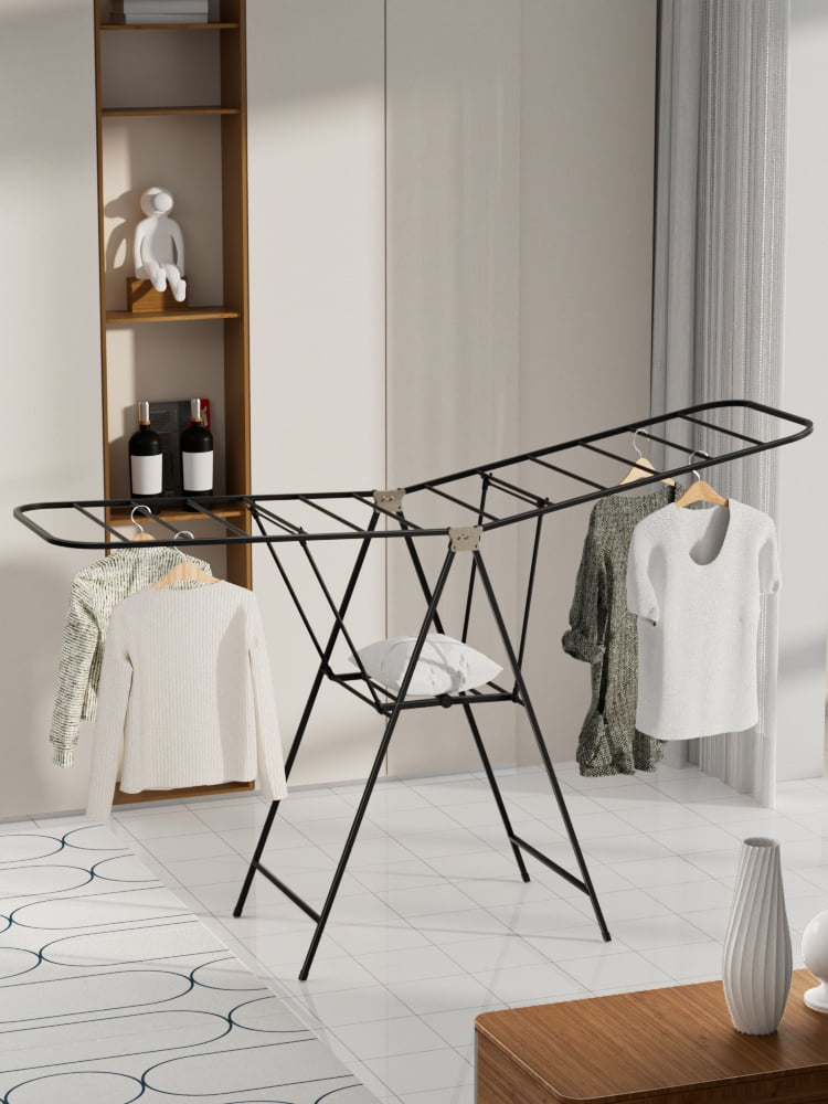 Ludlz 71" Heavy-Duty Clothes Drying Rack - 3-Tier Foldable Gullwing ...