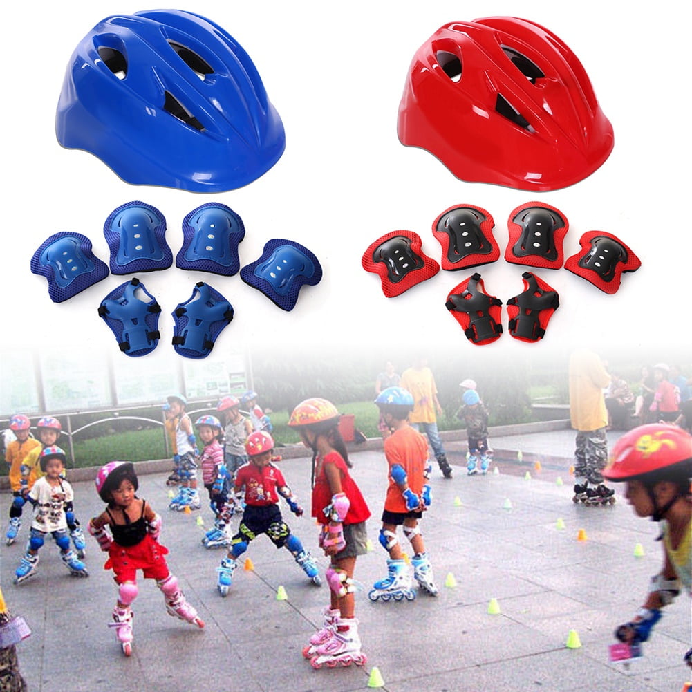 Ludlz 7Pcs/Set Kids Roller Skating Skateboard Ski Helmet Arm Sleeve ...