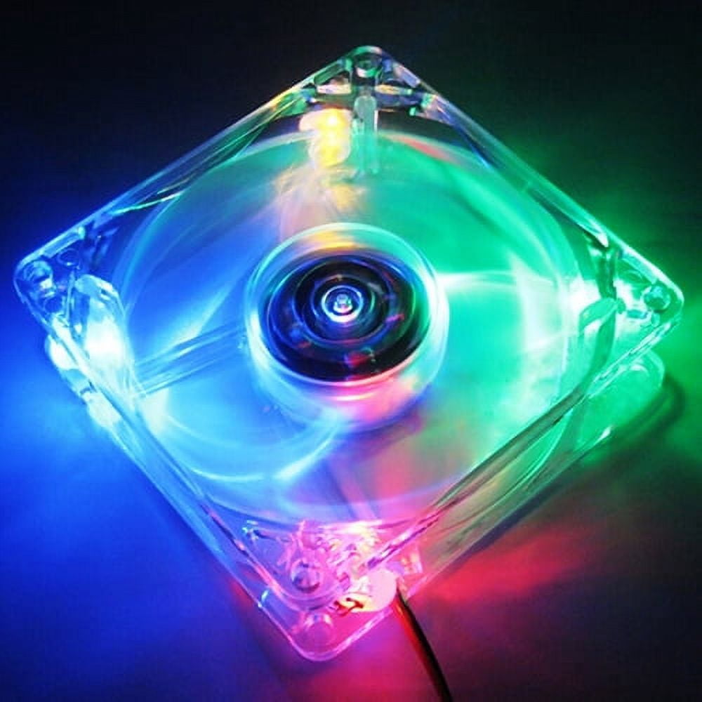 Ludlz 8025 Clear 8cm with LED Lights Chassis Cooling Fan for PC ...