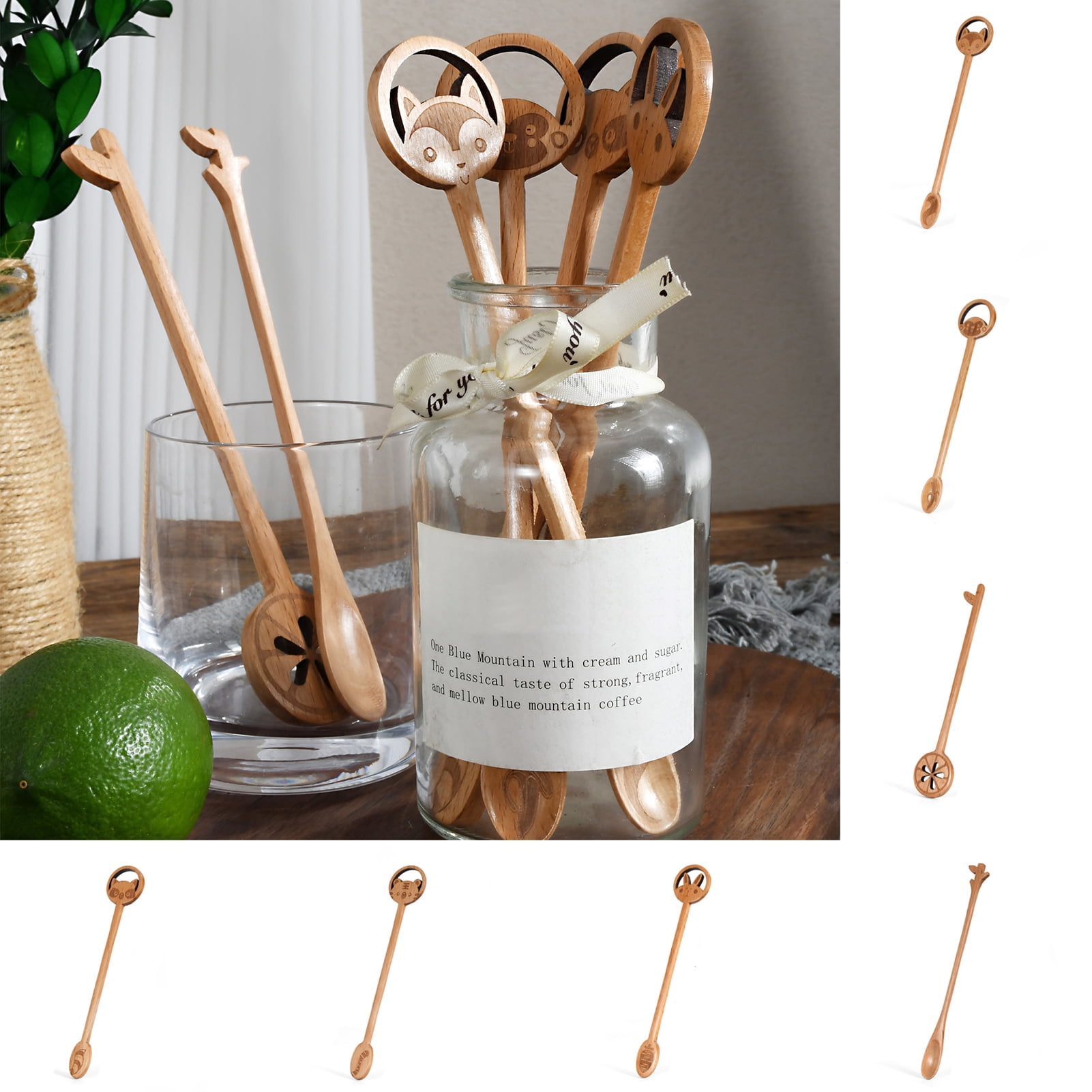 Ludlz Adorable Cartoon Animal Wooden Spoons Smooth Surface Stir Coffee ... Ludlz Adorable Cartoon Animal Wooden Spoons Smooth Surface Stir Coffee ...